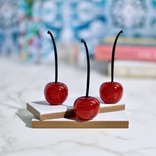 Handmade Murano Glass Cherries, 3 PCS, Decorative Hand Blown Glass ...