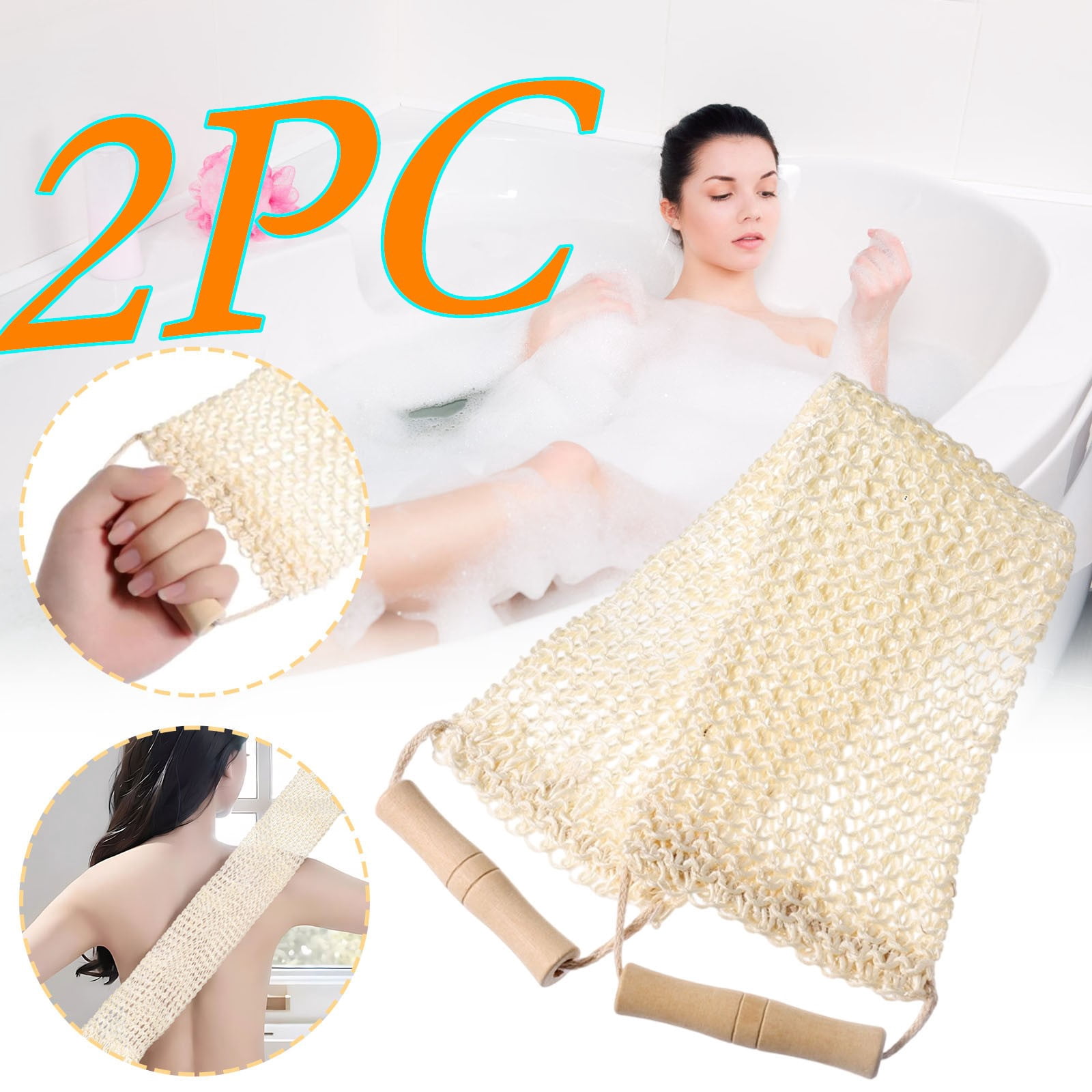 Handmade Natural Luxe Sisal Loofah for Shower Exfoliating Back Scrubber ...