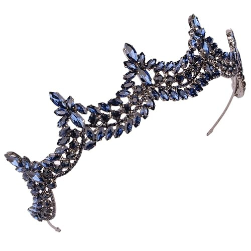 Handmade Navy Blue Tiara for Women – Glitter Crystal Crown for Wedding ...
