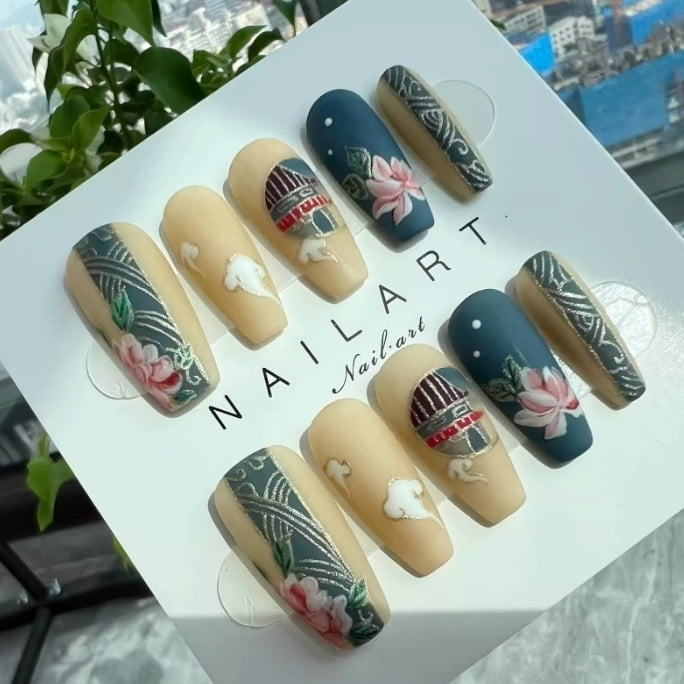 Handmade New Chinese Tang Style Hand-painted Manicure - Walmart.com