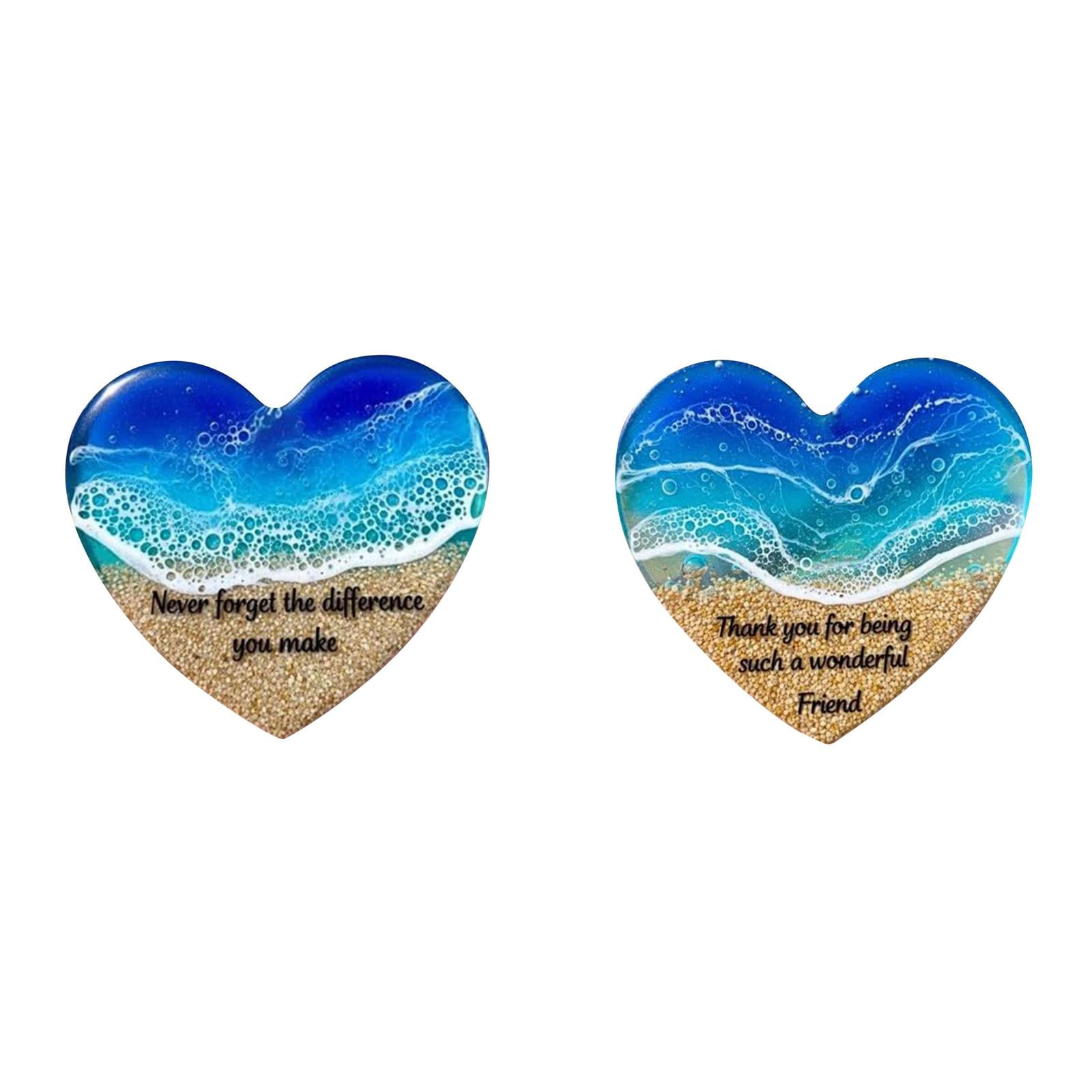 Handmade Ocean Pocket Heart Ornament, Natural Sea Glass Fused with Sand ...