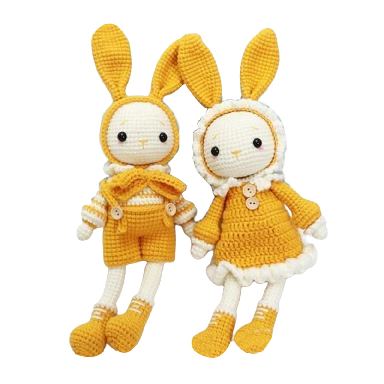 Handmade Pair of Rabbits Hand Knitting Toy Starter Pack Crochet Craft ...