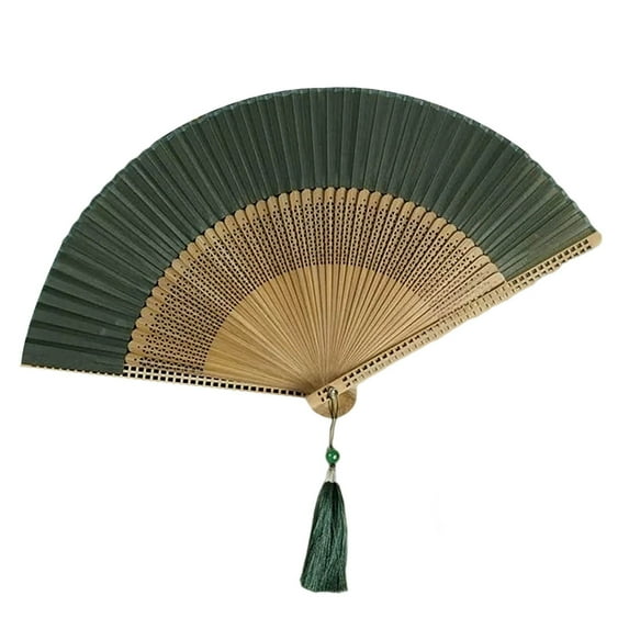 Handmade Paper Fans Set With Tassels Carved Design Oriental Folding Fan ...