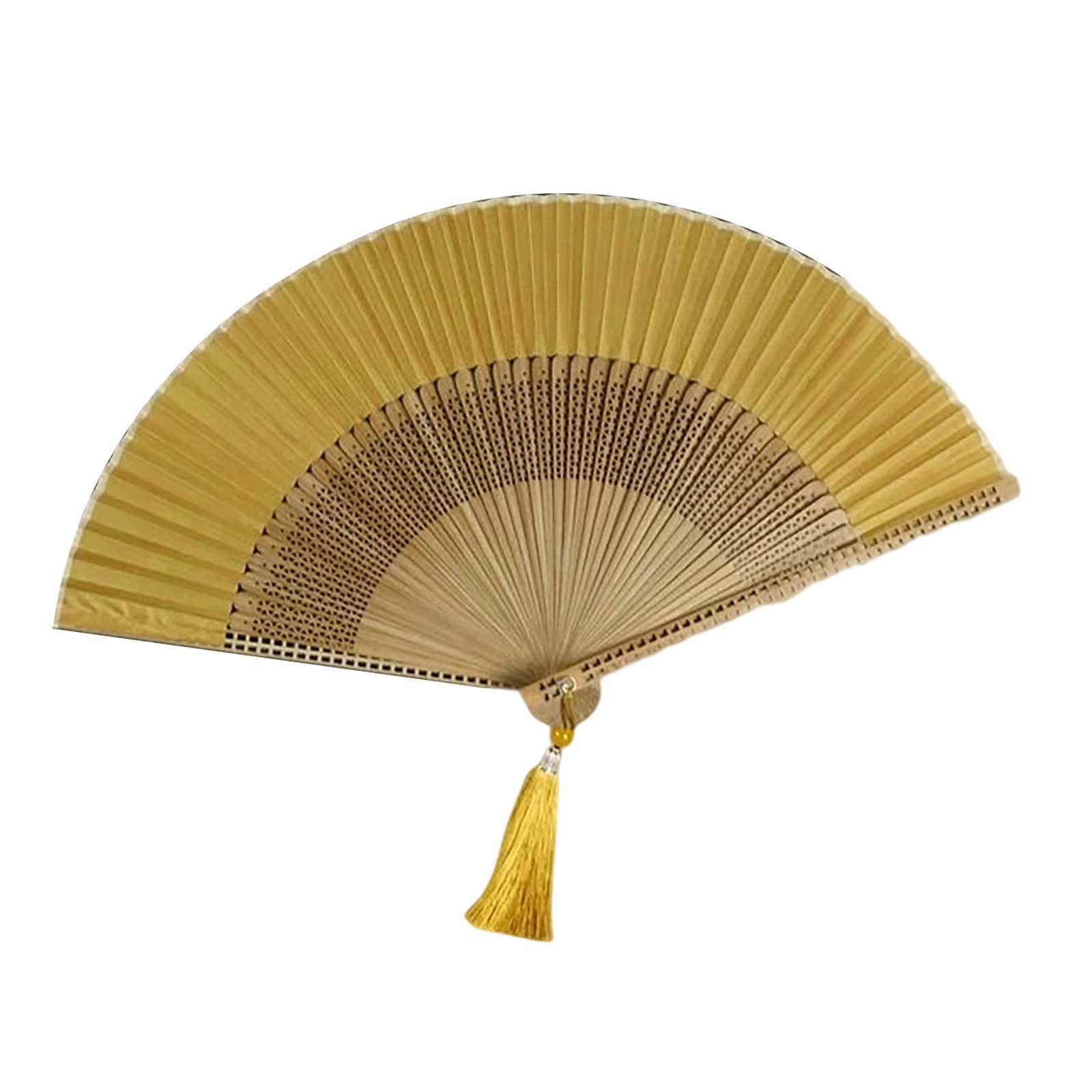 Handmade Paper Fans Set with Tassels Carved Design Oriental Folding Fan ...