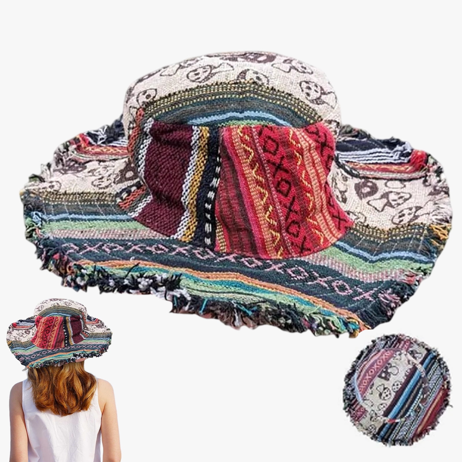 Handmade Patchwork Mushroom Hat, Hidden Pocket, Unisex Bucket Hat for Holiday Beach & Festival ...