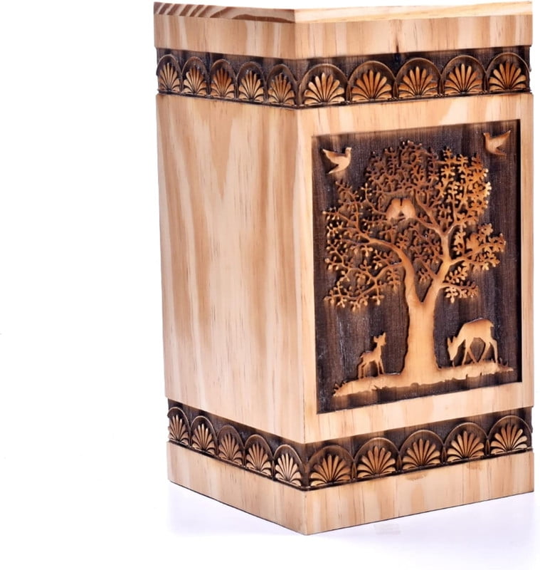Handmade Pinewood Urn Box For Human Ashes, Wooden Pets Ashes Burial Urn ...