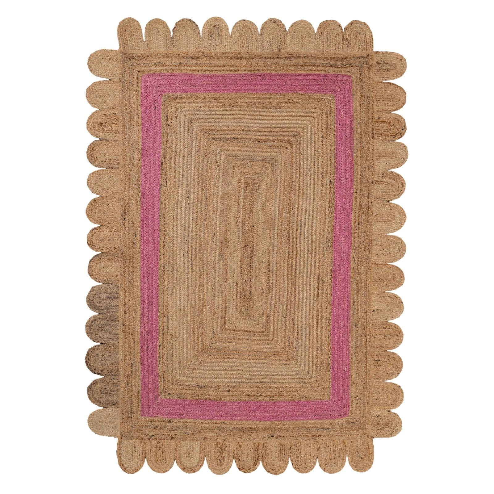 Handmade Pink Scalloped Border Jute Area Rug - Walmart.com