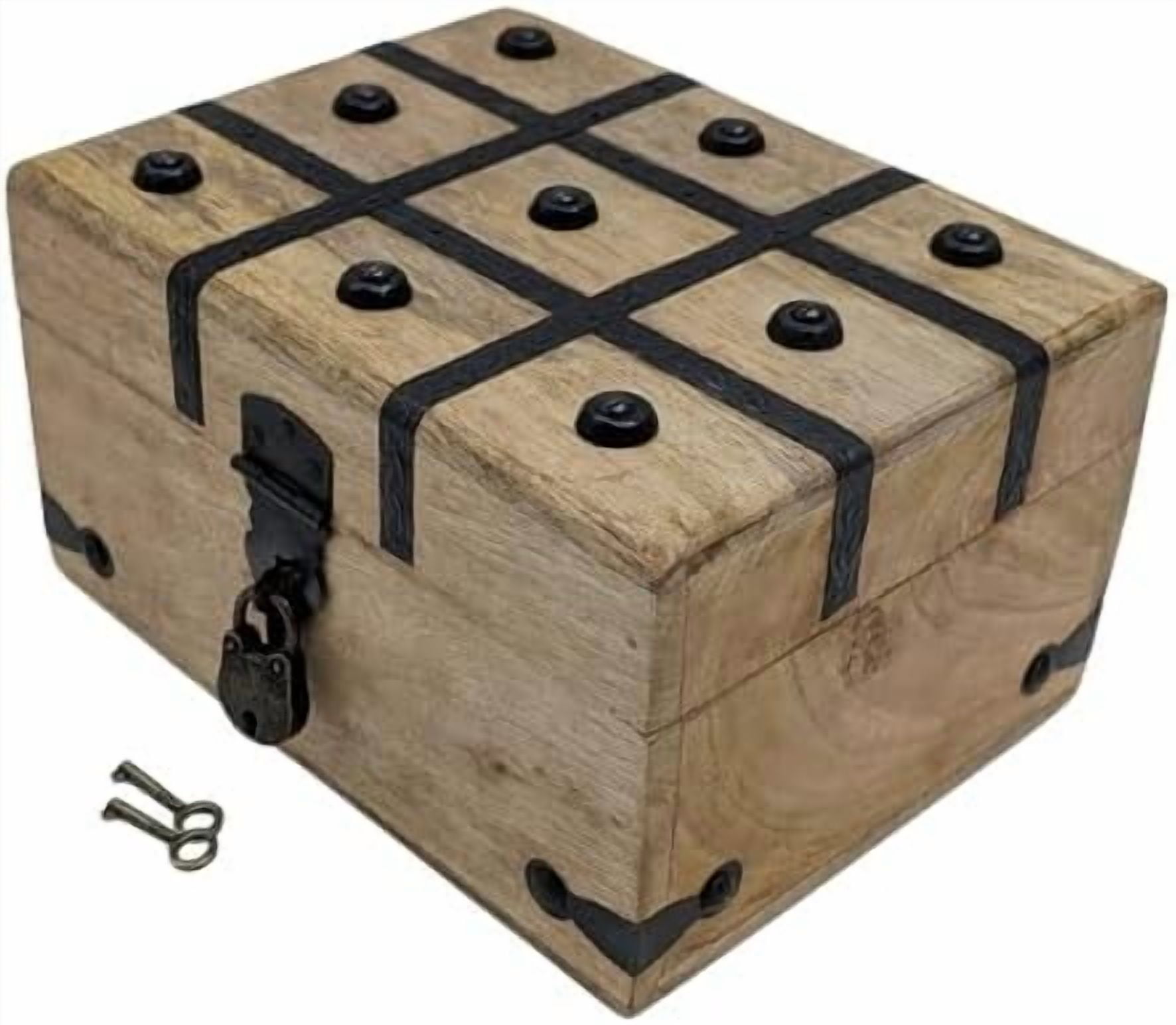Handmade Pirate Treasure Chest - Wooden Storage Box with Iron Lock ...