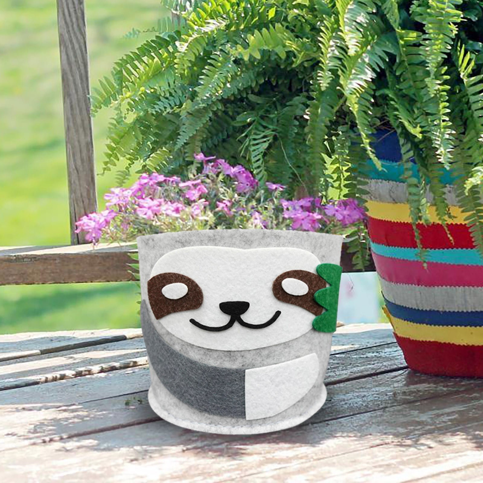 Handmade Plant Small Potted Pandas Sloth Dog Shaped Felts Flower Pot ...