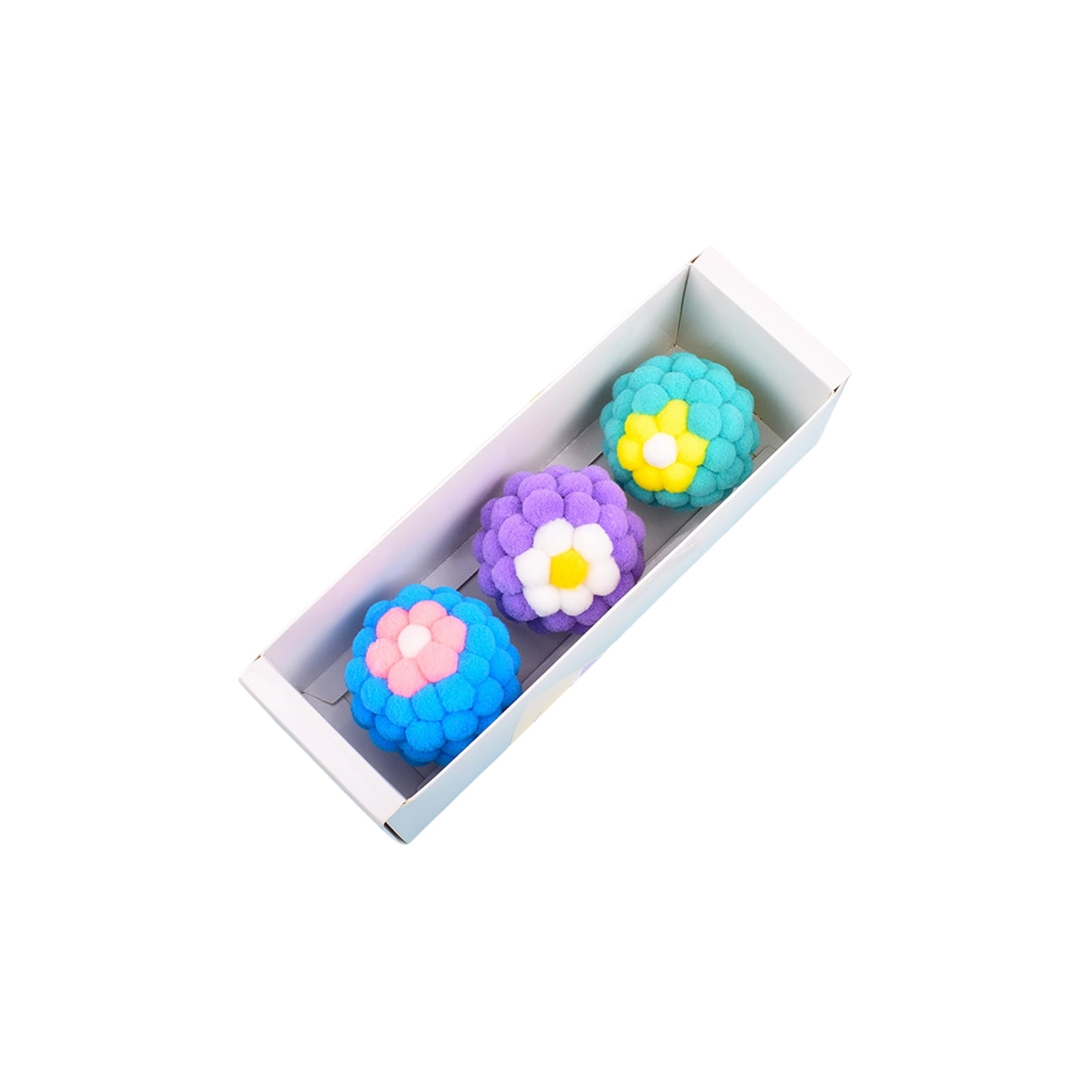 Handmade Plush Bell Ball Cats Toy Gift Box Set 3-Pack With Multiple ...