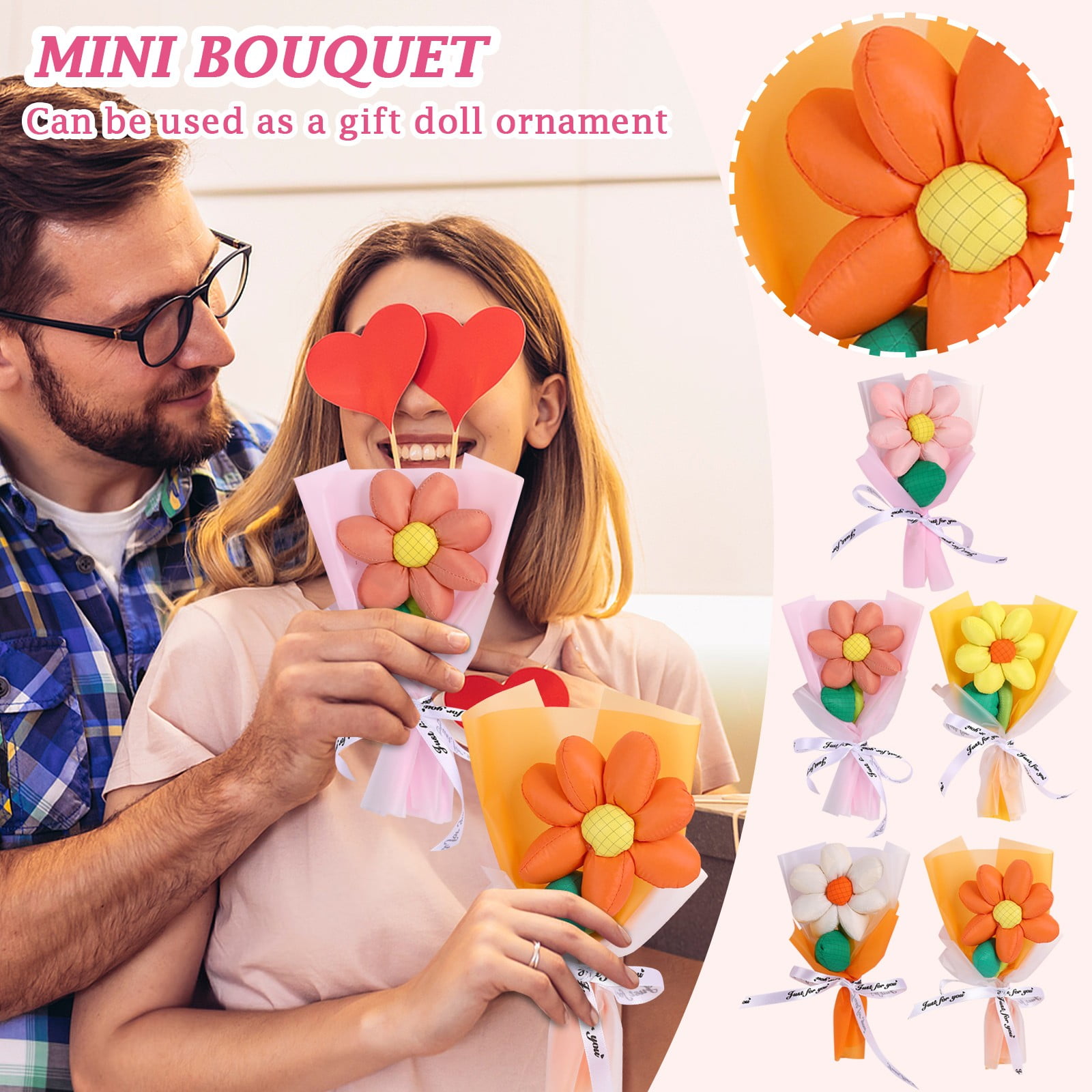 Handmade Plush Flower Bouquet - Cartoon Stuffed Animal & Artificial ...