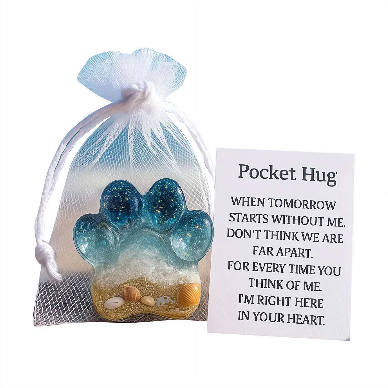 Handmade Pocket Hug Token, Soothing Shells Ocean Sand Design Pocket Hug ...