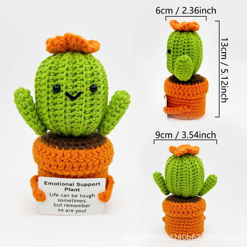 Handmade Positive Cactus Potted Plants Gifts Funny Crochet Cactus Doll ...