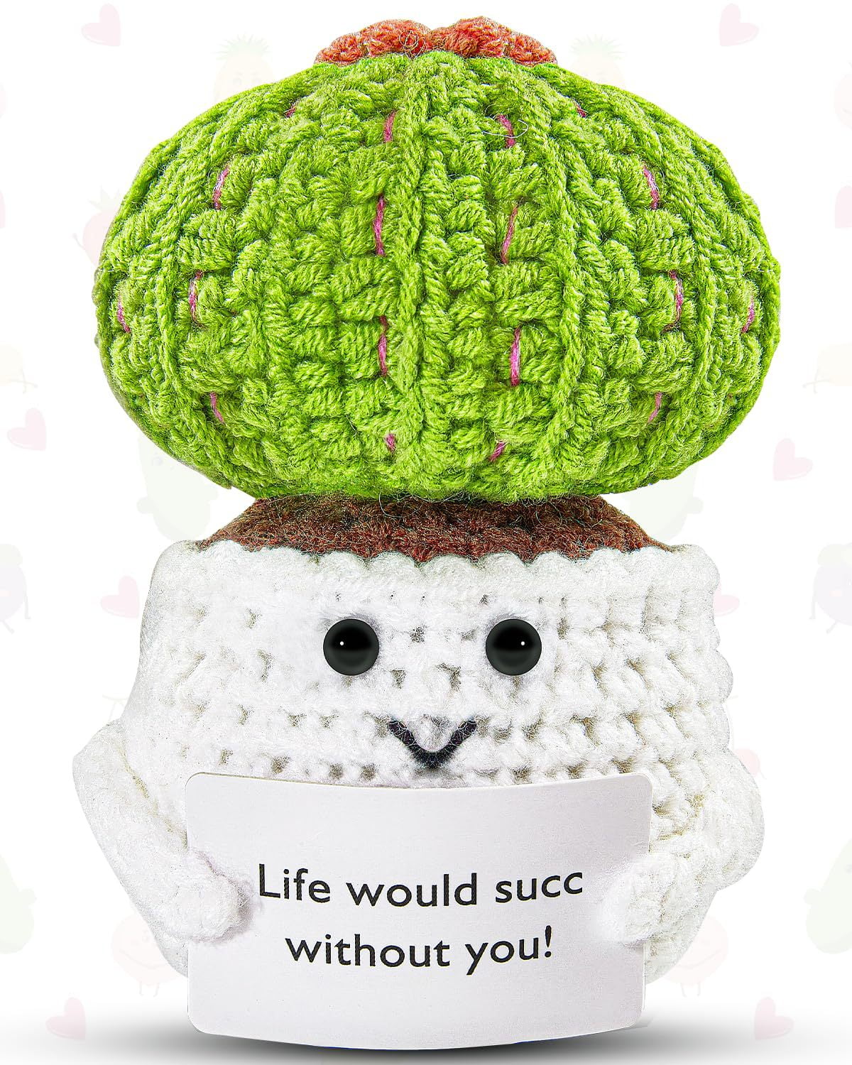 Handmade Positive Cactus Potted Plants Gifts Funny Crochet Positive ...