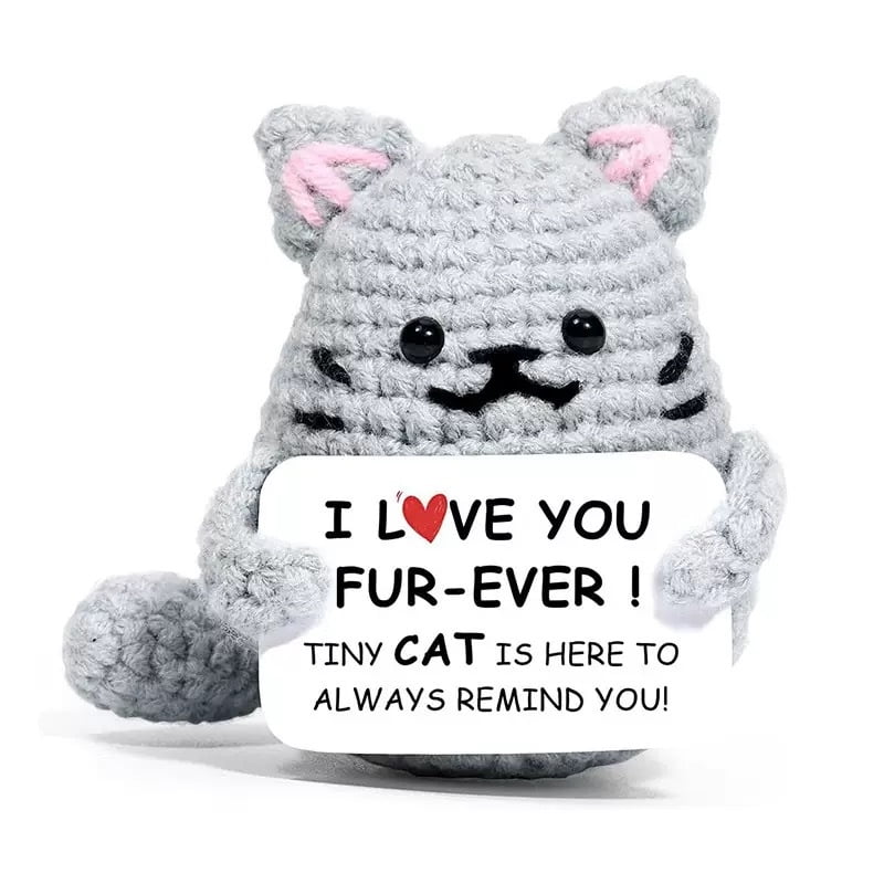 Handmade Positive Cat, Cotton Thread Positive Cat Crochet with ...