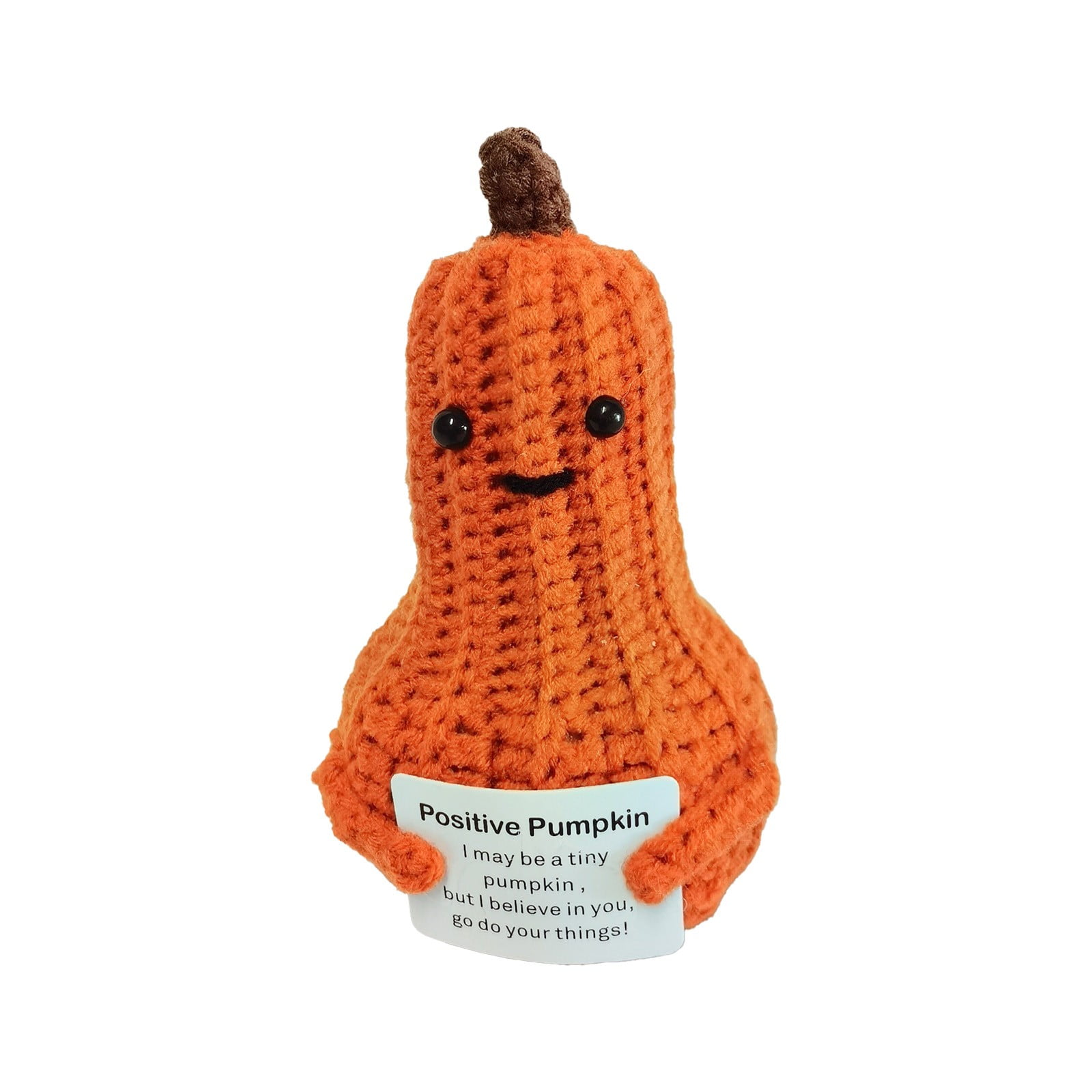 Handmade Positive Pumpkin Plush Toy, Cute Crochet Stuffed Pumpkin with ...