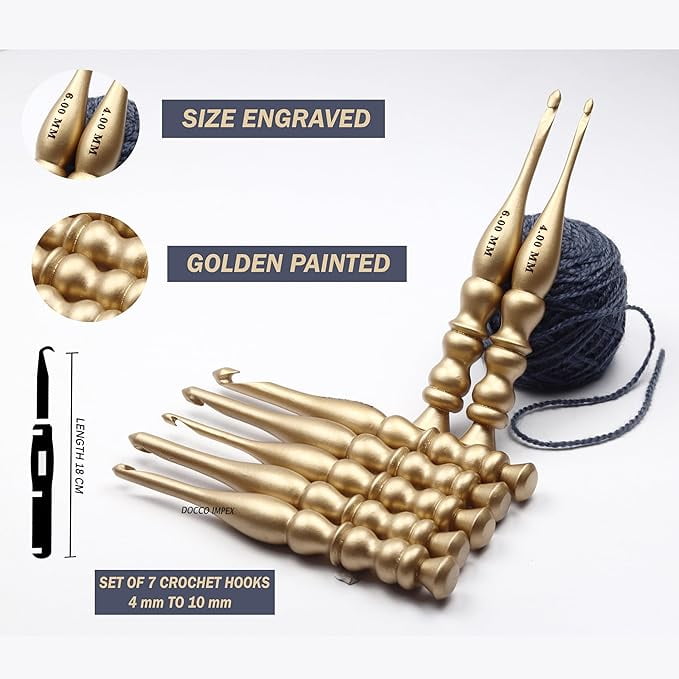 Handmade Premium Wooden Ergonomic Crochet Hooks Set (7 Pieces) Wood ...