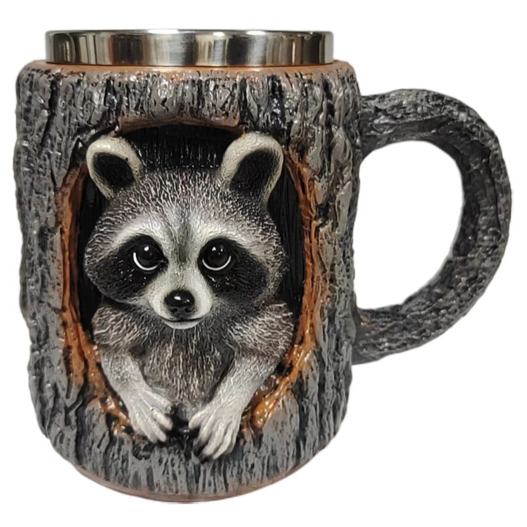 Handmade Raccoon Owl Tree Hole Mug, Unique Nature-Inspired Ceramic Mug ...