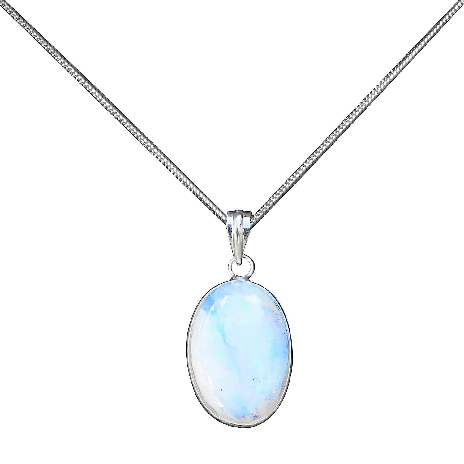 Handmade Rainbow Moonstone Crystal Pendant Necklace 18" Oval ...