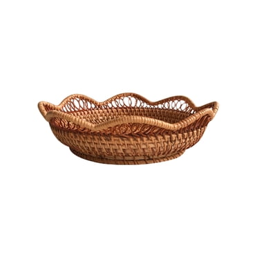 Eease Rattan Fruit Bowl Footed Decorative Basket for Kitchen Counter ...