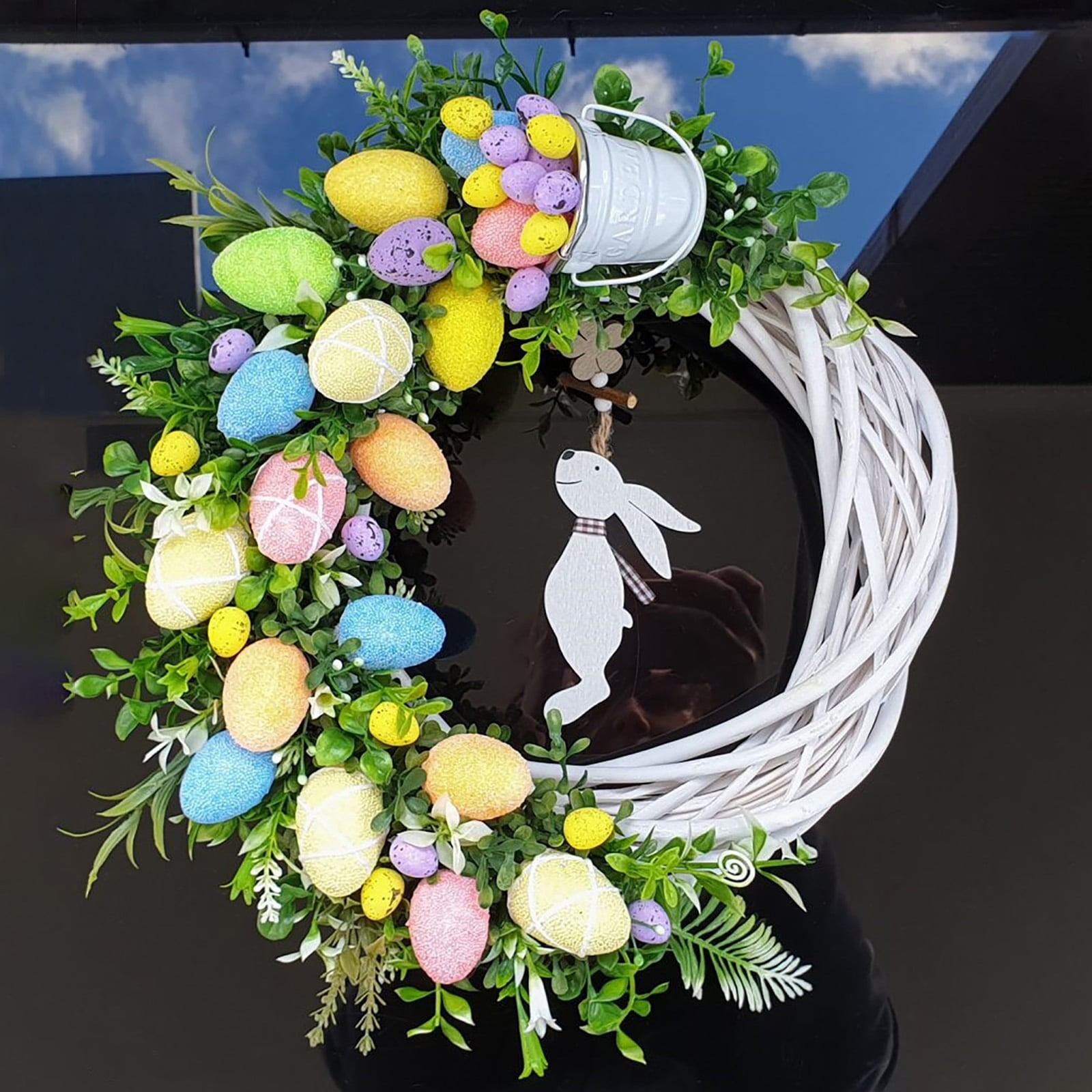 Handmade Rattan Decoration Rabbit Shape Wreath DIY Wreath Foldable ...