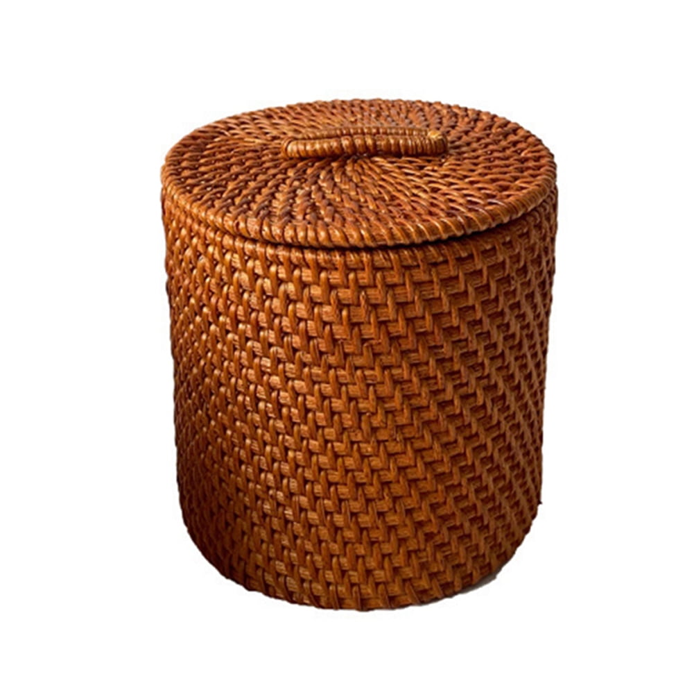 Handmade Rattan Storage Cylinder Wicker Storage Bin Round Rattan ...