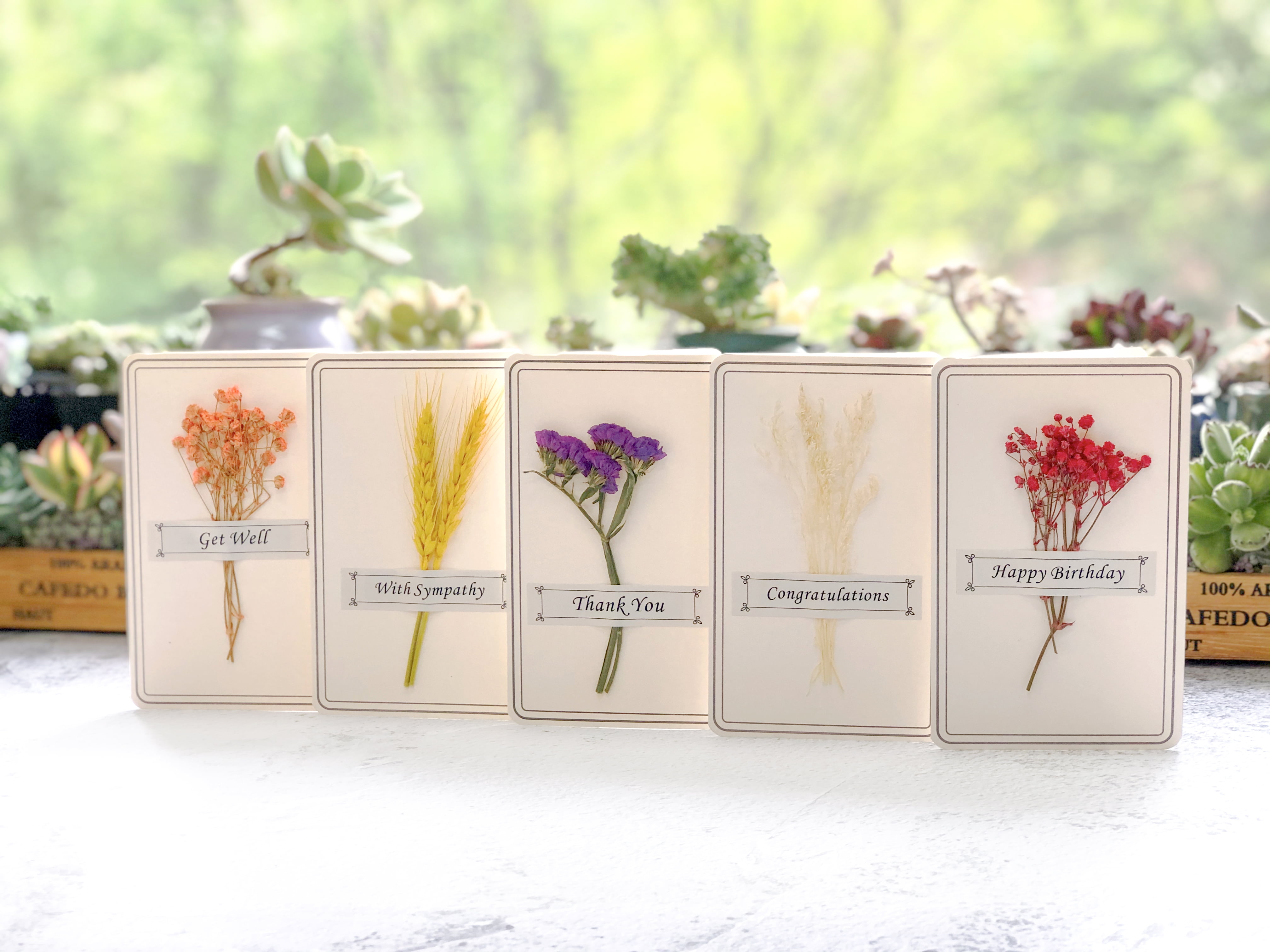 Handmade Real Flower Greeting Cards For All Occasions With Envelopes ...