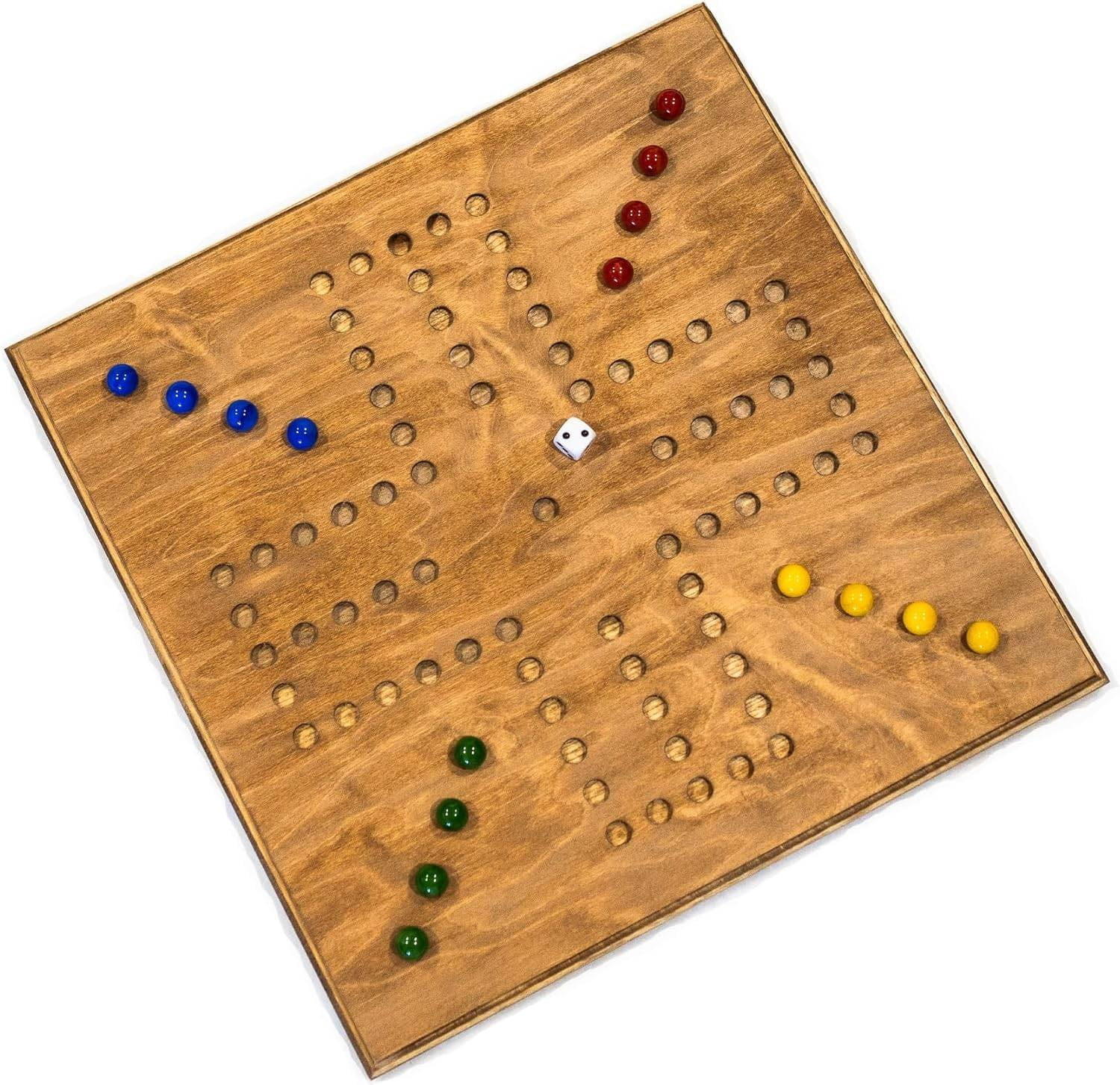 Handmade Real Wood 16x16 Inch 4-Player Marble Board Game with Glass ...