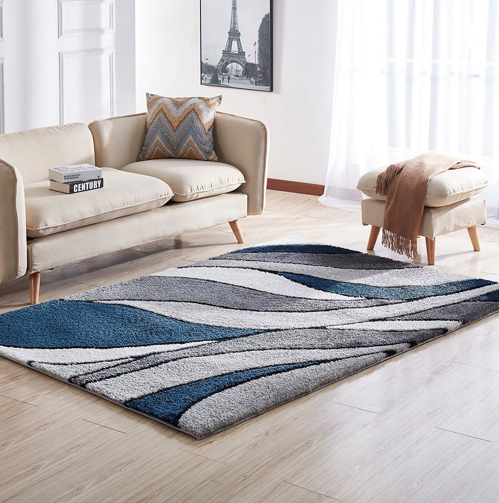 Handmade Rectangle Glamour Casual Silky Polyester Fibers Shag Area Rug ...