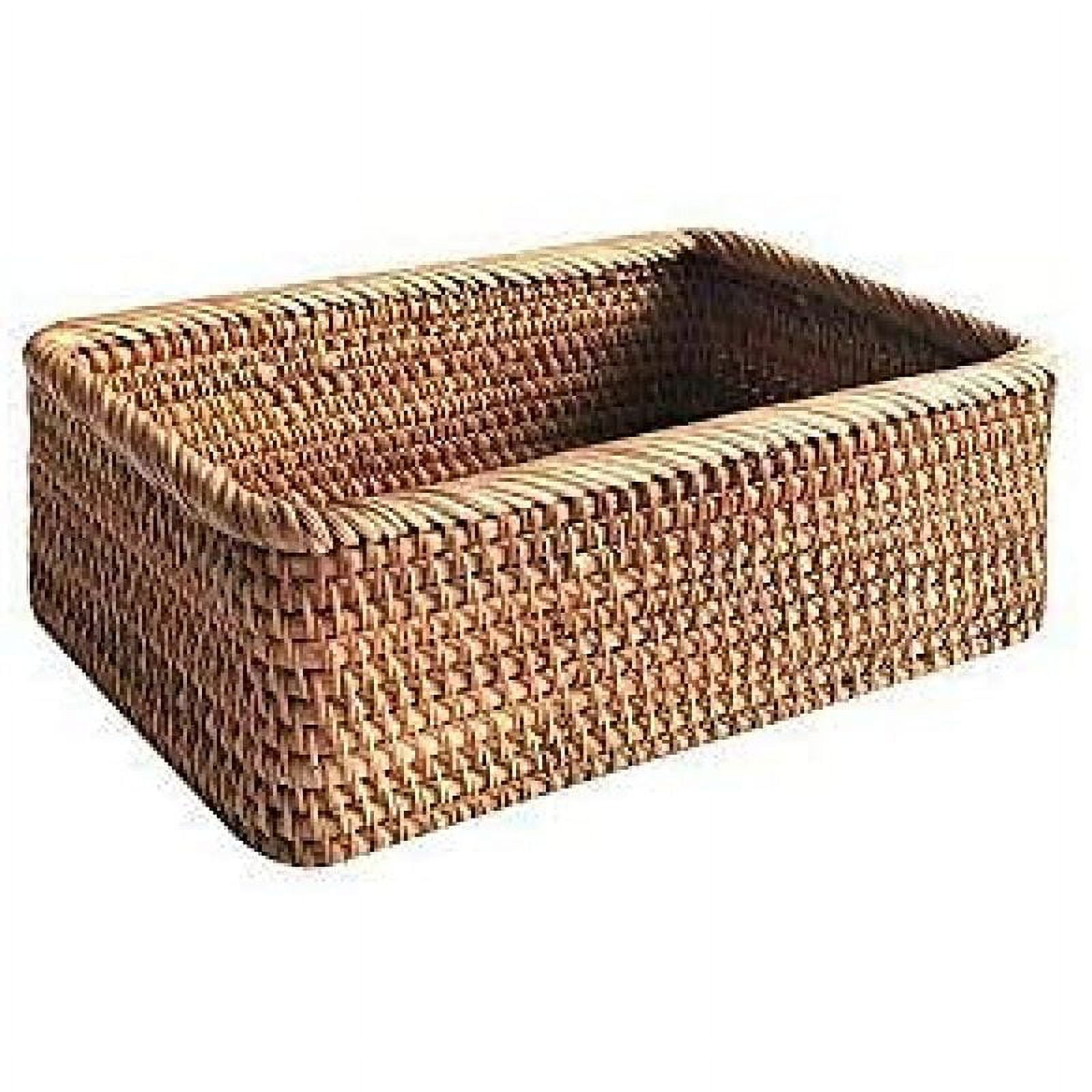Handmade Rectangle Rattan Basket Fruit Tray Bread Hand Knitted Simple ...