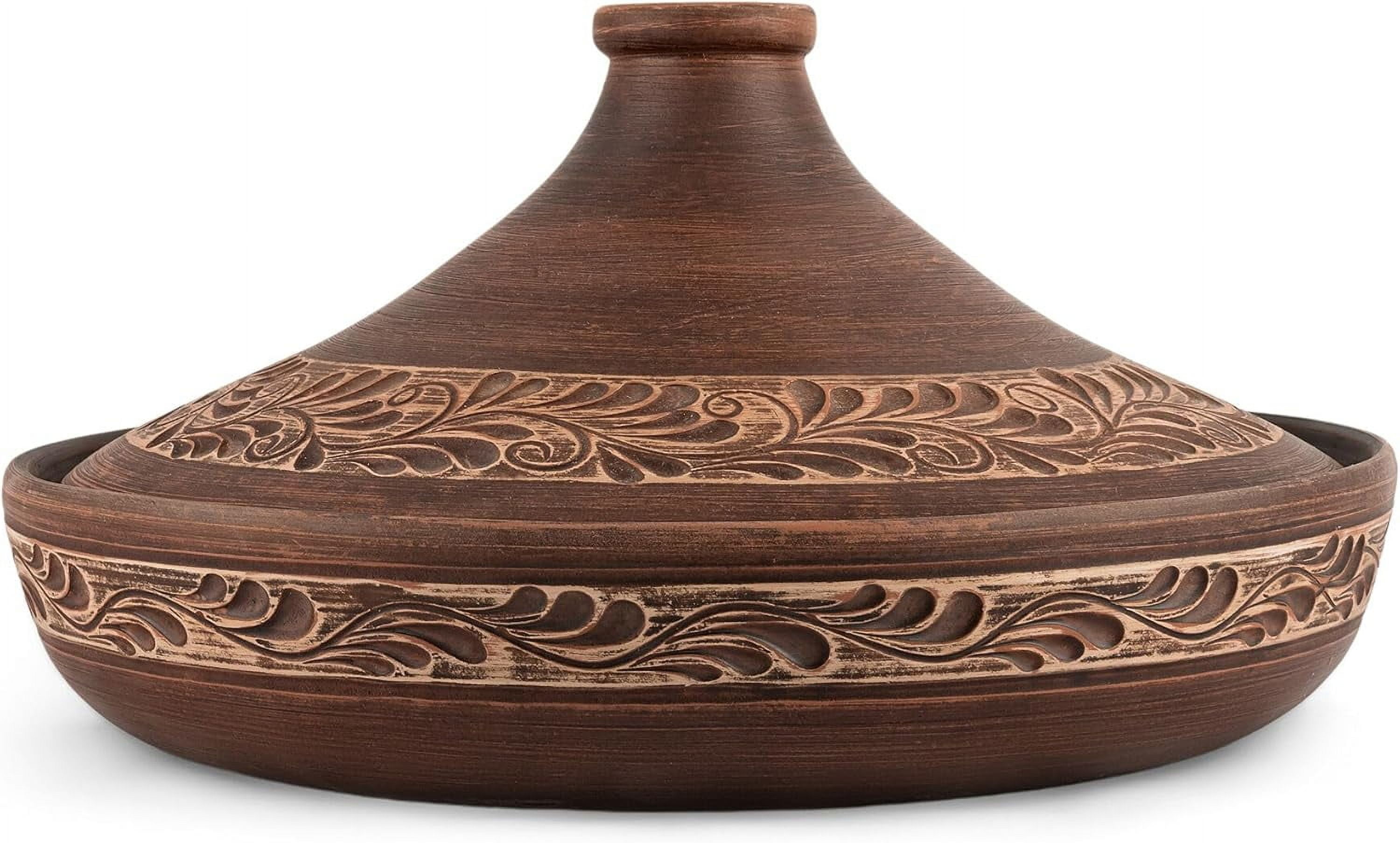 Handmade Red Clay Stoneware Tajine. Engobe Décor, Cone-Shaped Closed ...