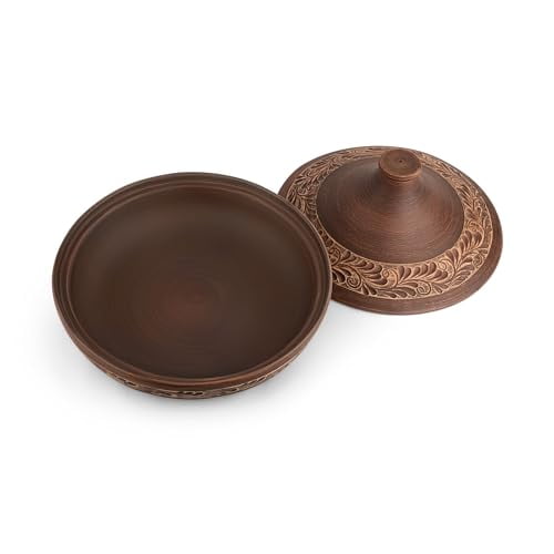 Handmade Red Clay Stoneware Tajine. Engobe Décor, Tajine with Ceramic ...