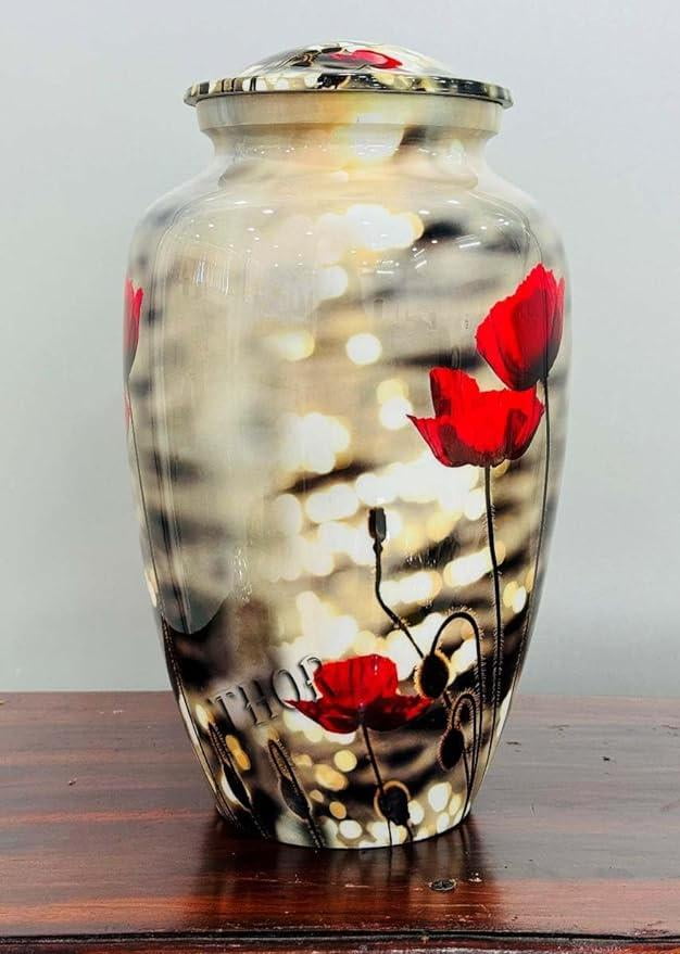 Handmade Red Rose Urns for Humans and Pets | Aluminum Metal Cremation ...