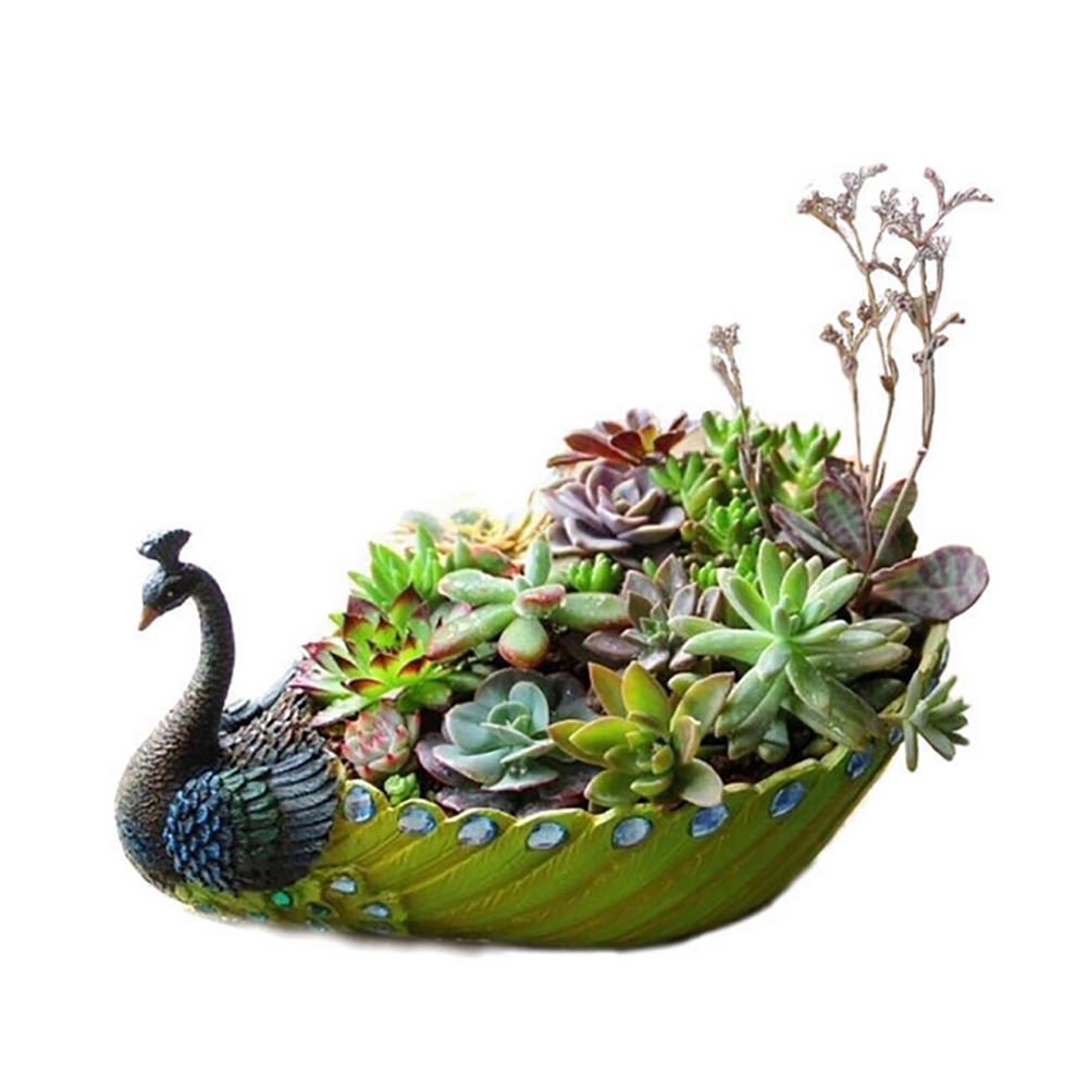 Handmade Resin Peacock Succulent Planter Pot Cactus Planter Flower Pot ...