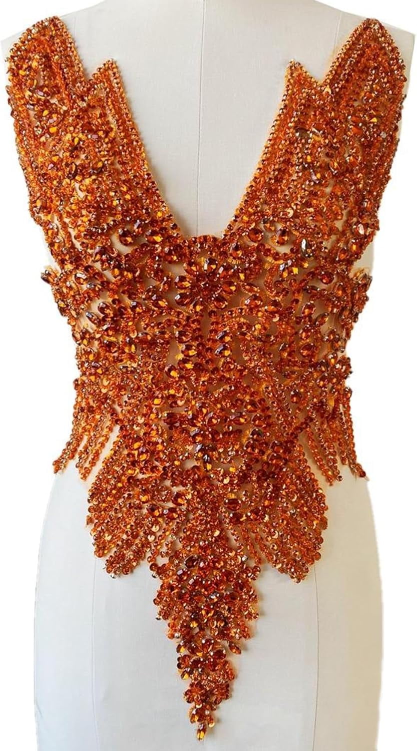 Handmade Rhinestone Applique: 3D Rhinestone Fabric Patches - Dress ...