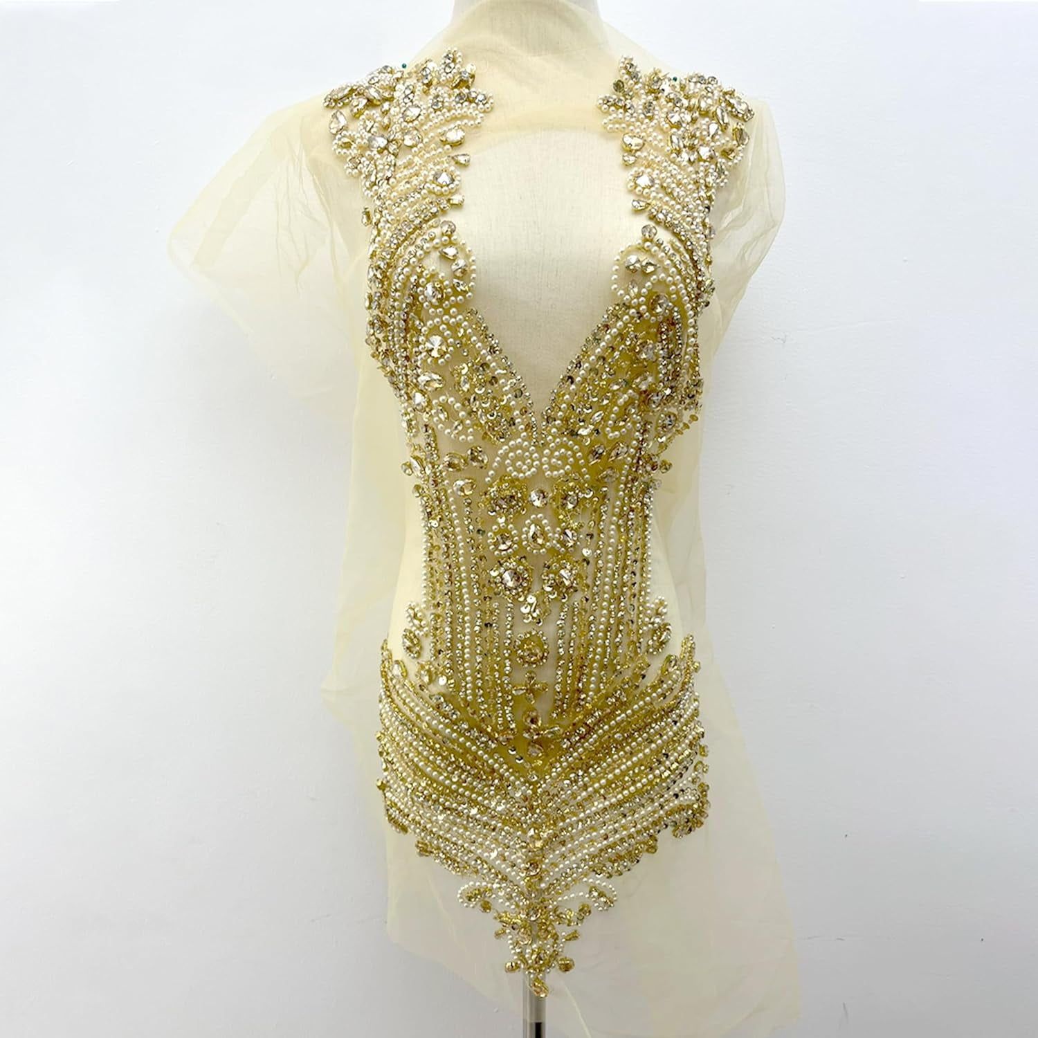 Handmade Rhinestones Applique Trim: Sparkly Rhinestones Beaded Bodice ...
