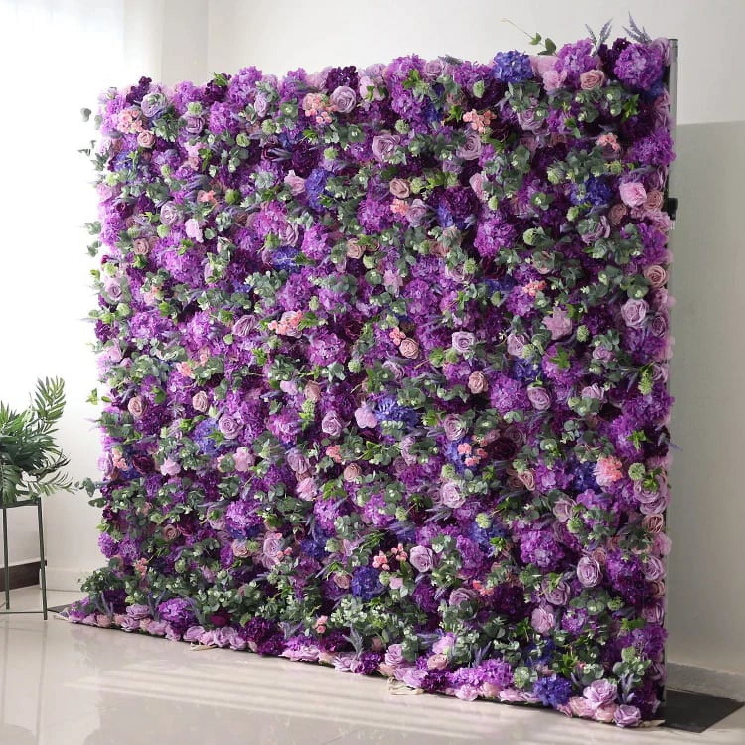 Handmade Roll-Up Fabric Flower Wall, Artificial Flower Wall Backdrop ...