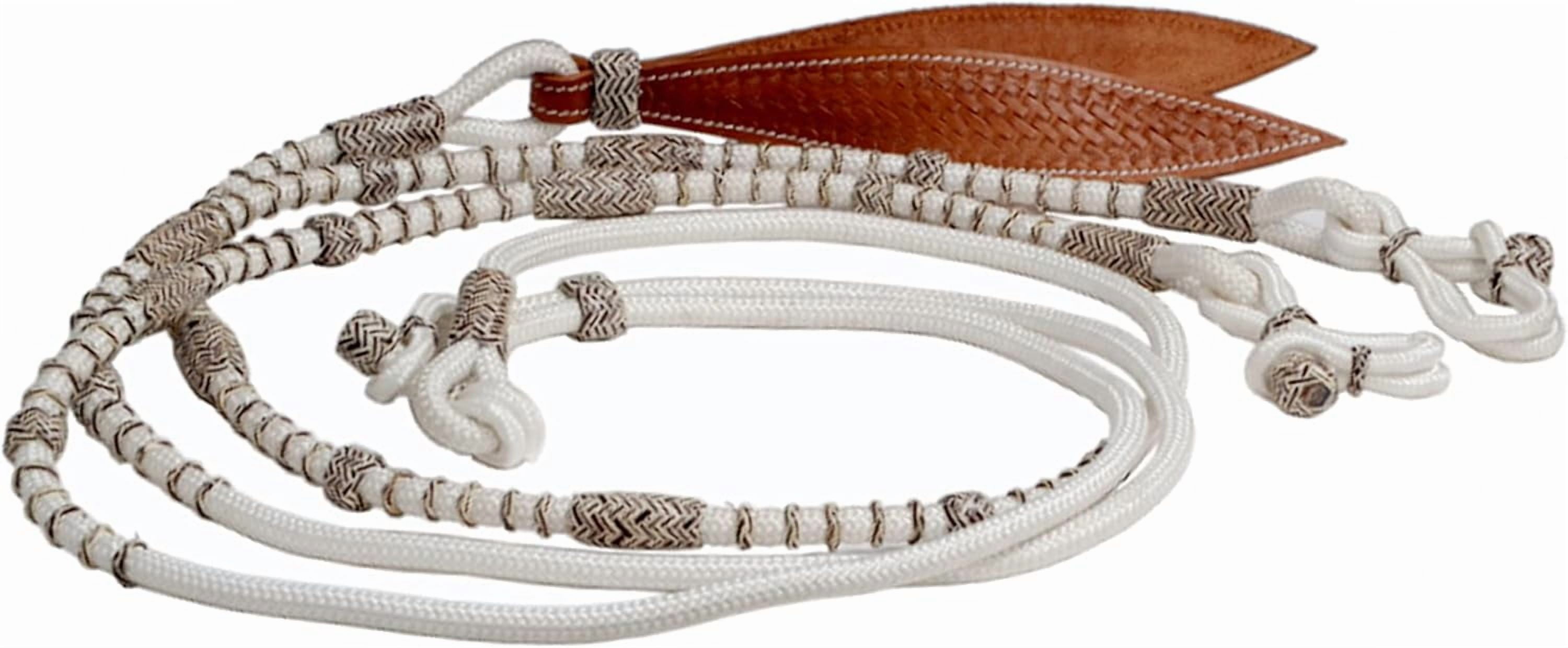 Handmade Romal Reins – 8.5 Ft White Nylon with Brown Knots, Rawhide ...