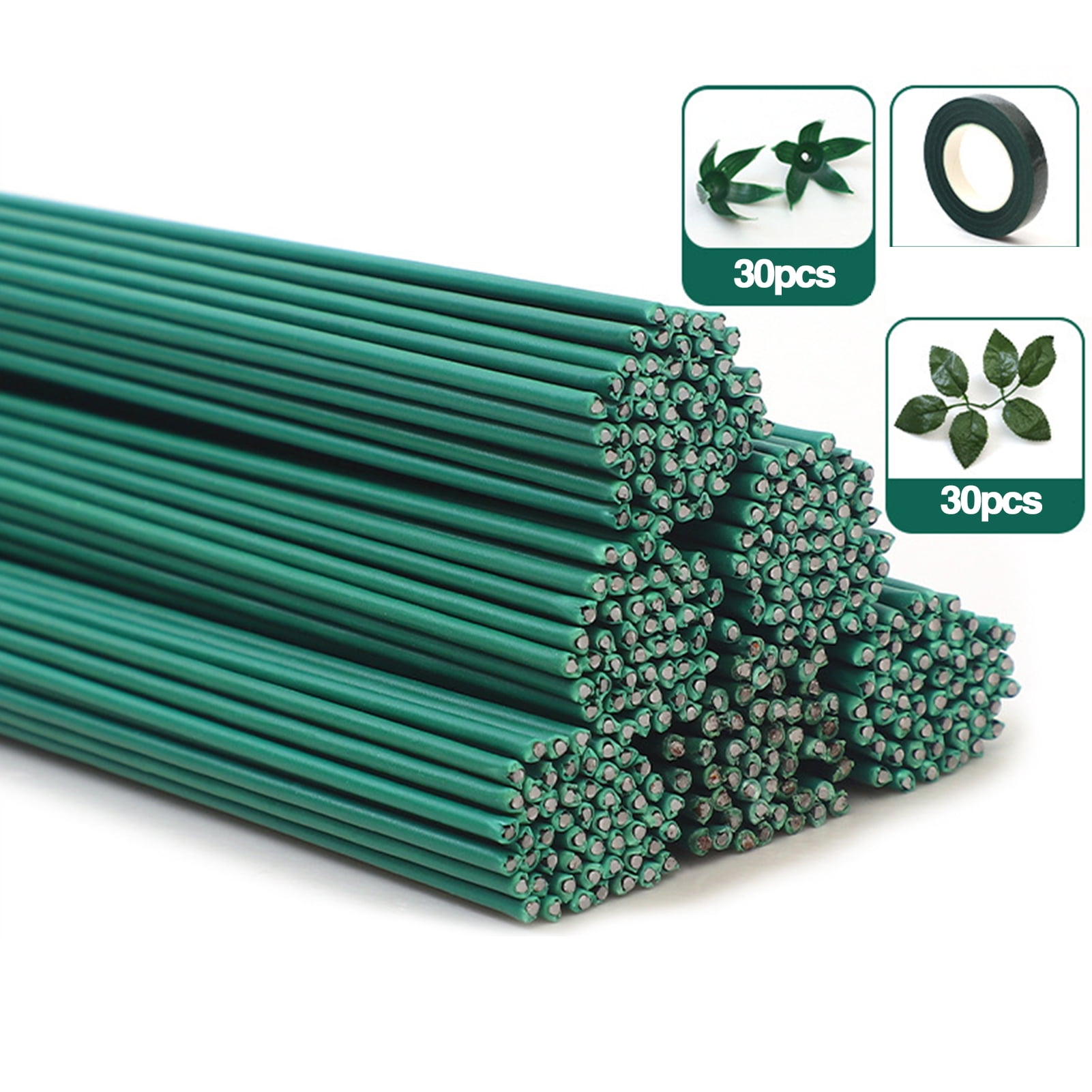 Handmade Rose Flower Rods Wrapping Bouquet Stems Flower Crafts Green ...