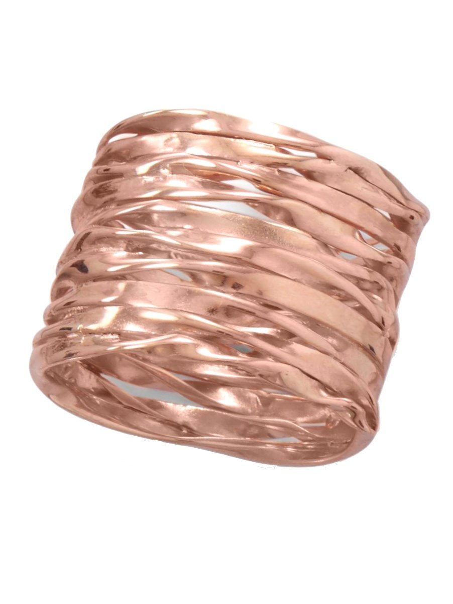 Handmade Rose Gold-plated Sterling Silver Stacked Wire Wrap Band Ring ...