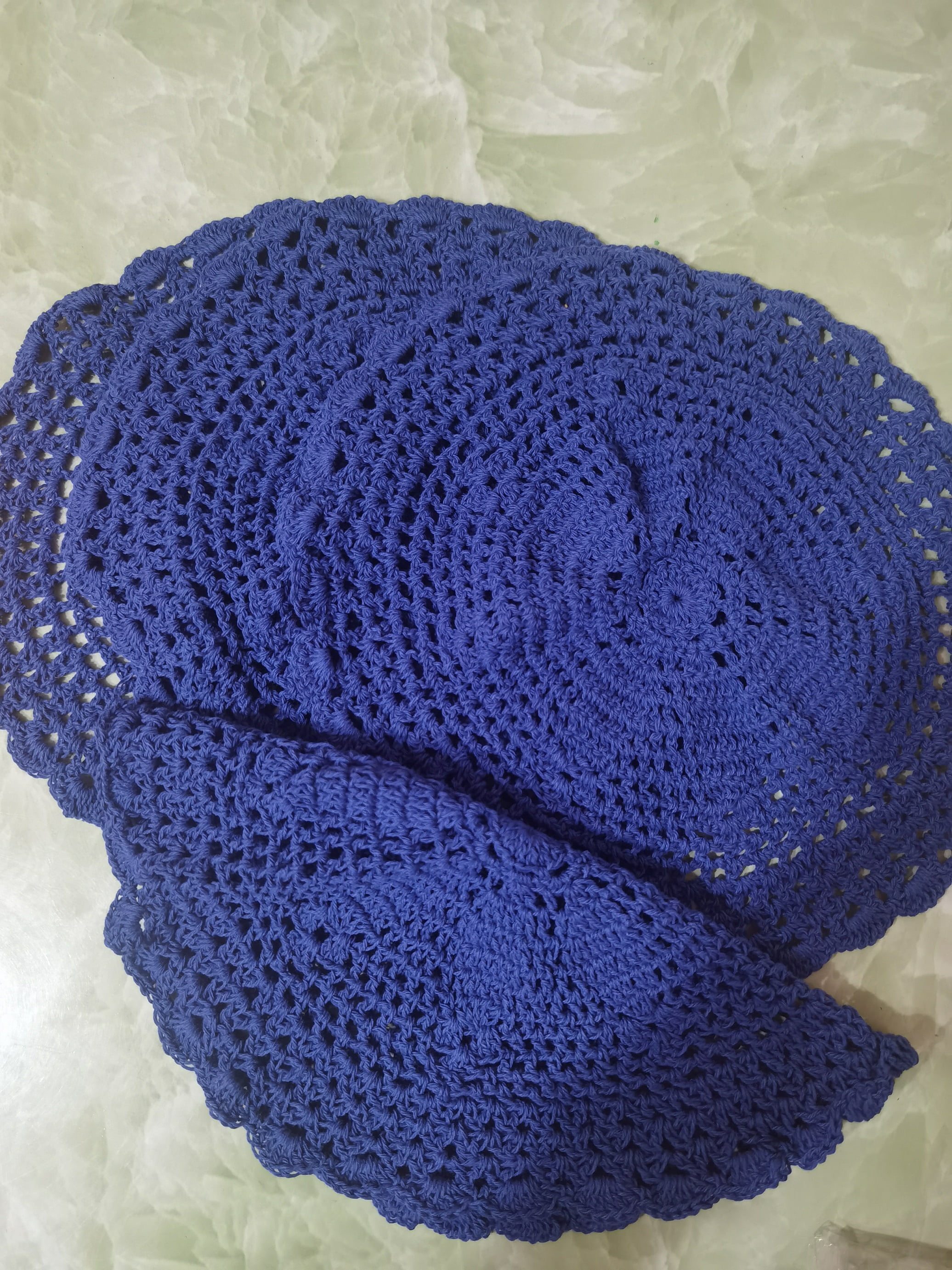 Handmade Round Crochet Cotton Lace Table Doilies Placemats Navy, 4PCS ...