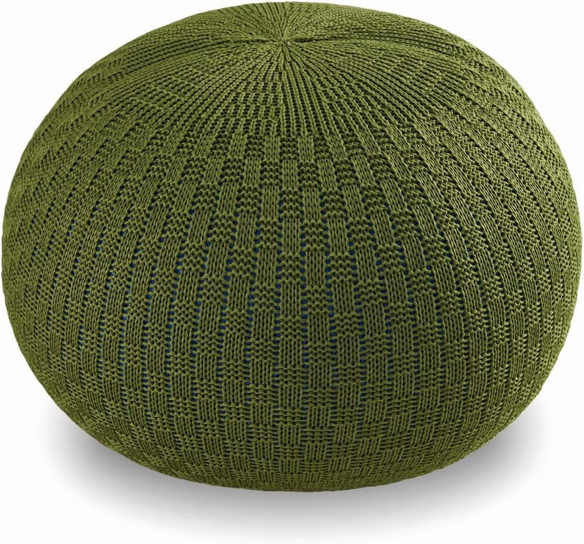 Handmade Round Knit Pouf, Woven Floor Ottoman with Boho Home Décor ...