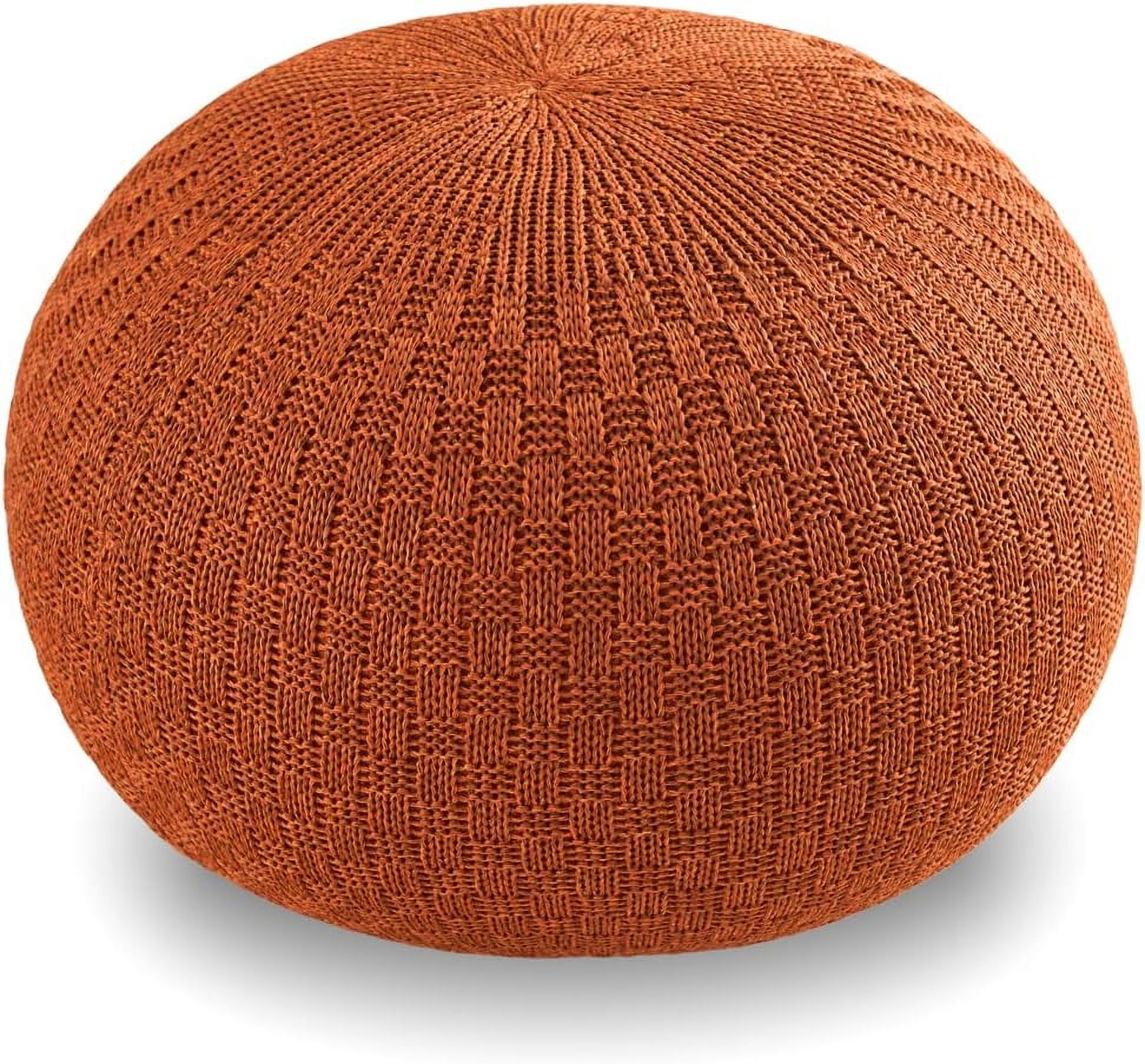 Handmade Round Knit Pouf, Woven Floor Ottoman with Boho Home Décor ...