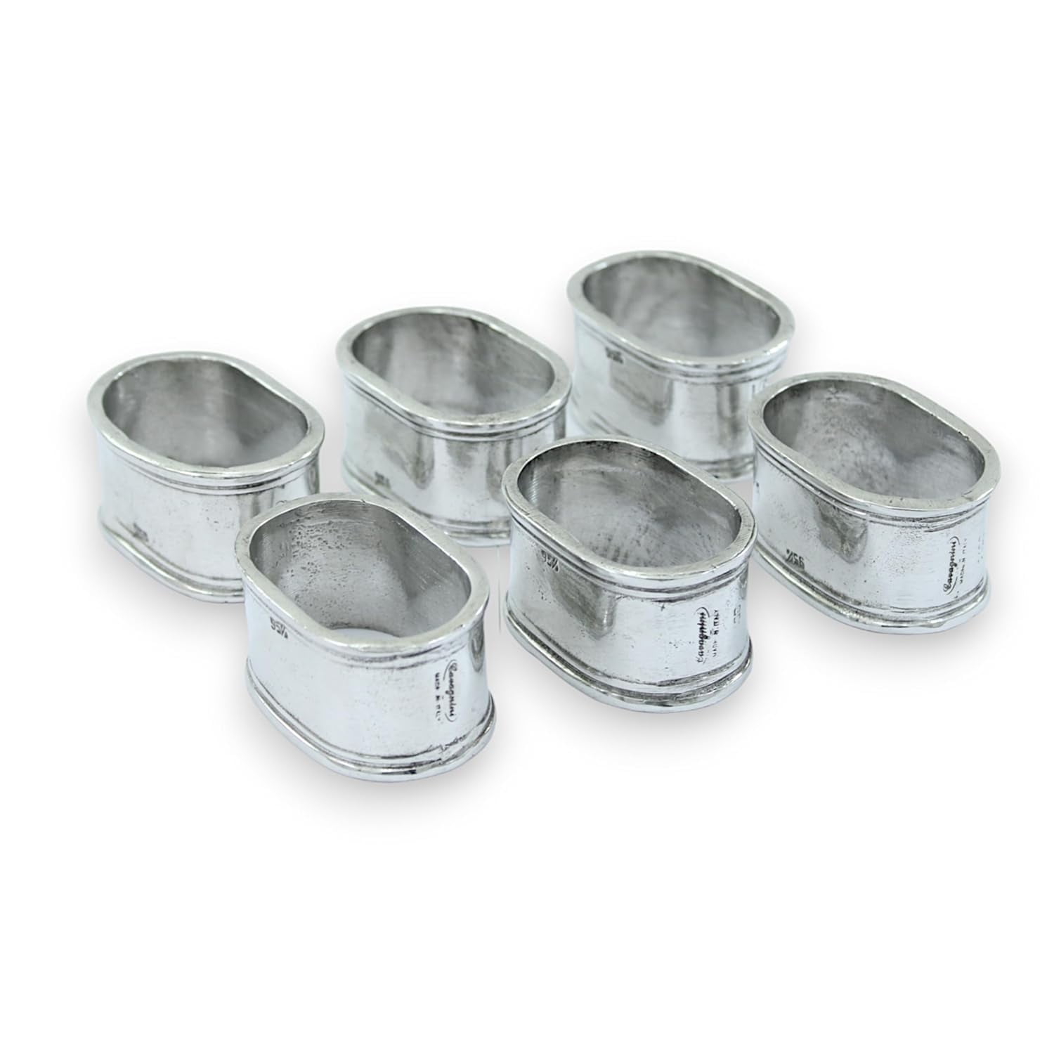 Handmade Round Pewter Napkin Rings Set of 6 by Cavagnini - Elegant ...