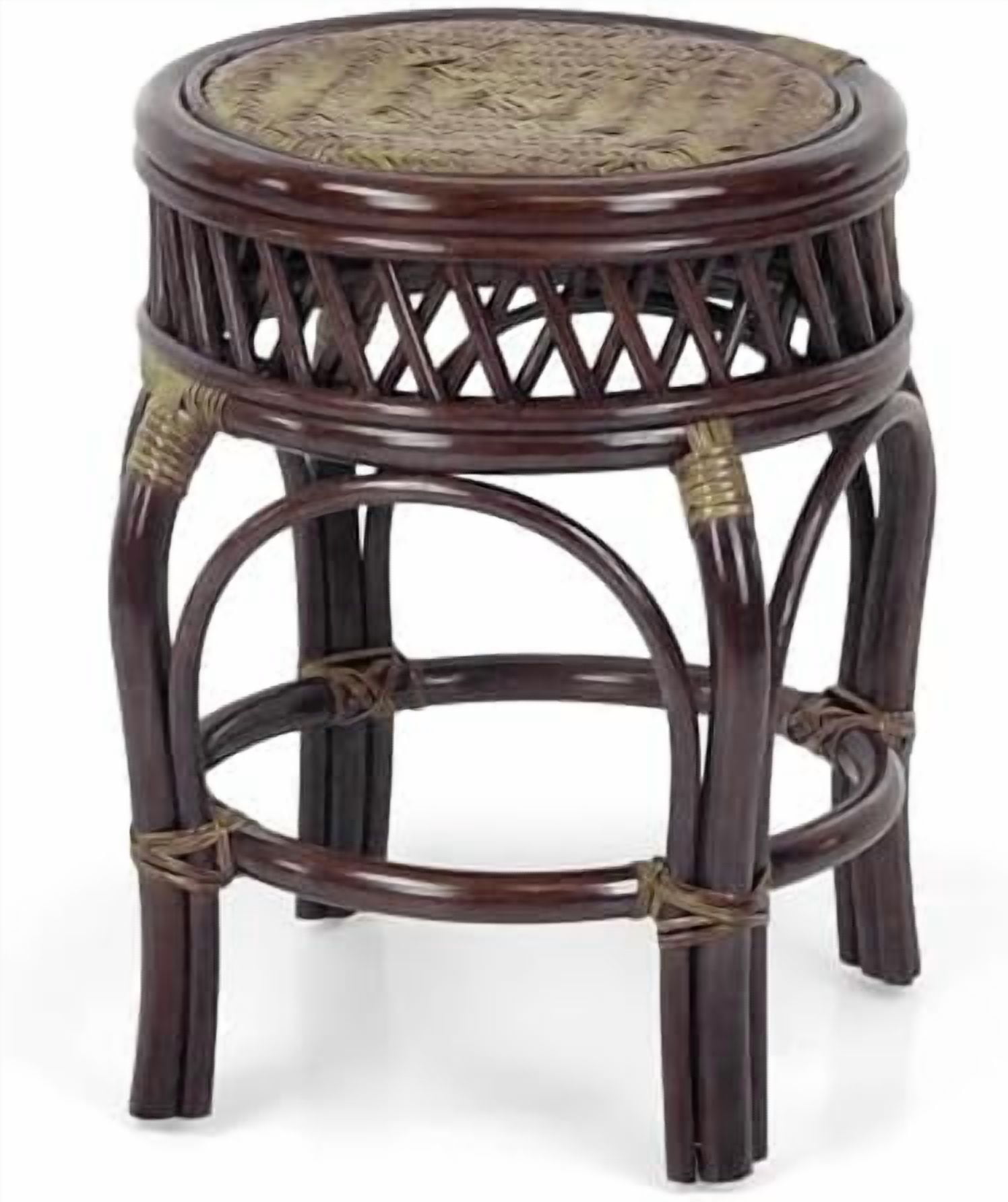 Handmade Round Stool Ginger Natural Rattan Wicker Fully Assembled Plant ...