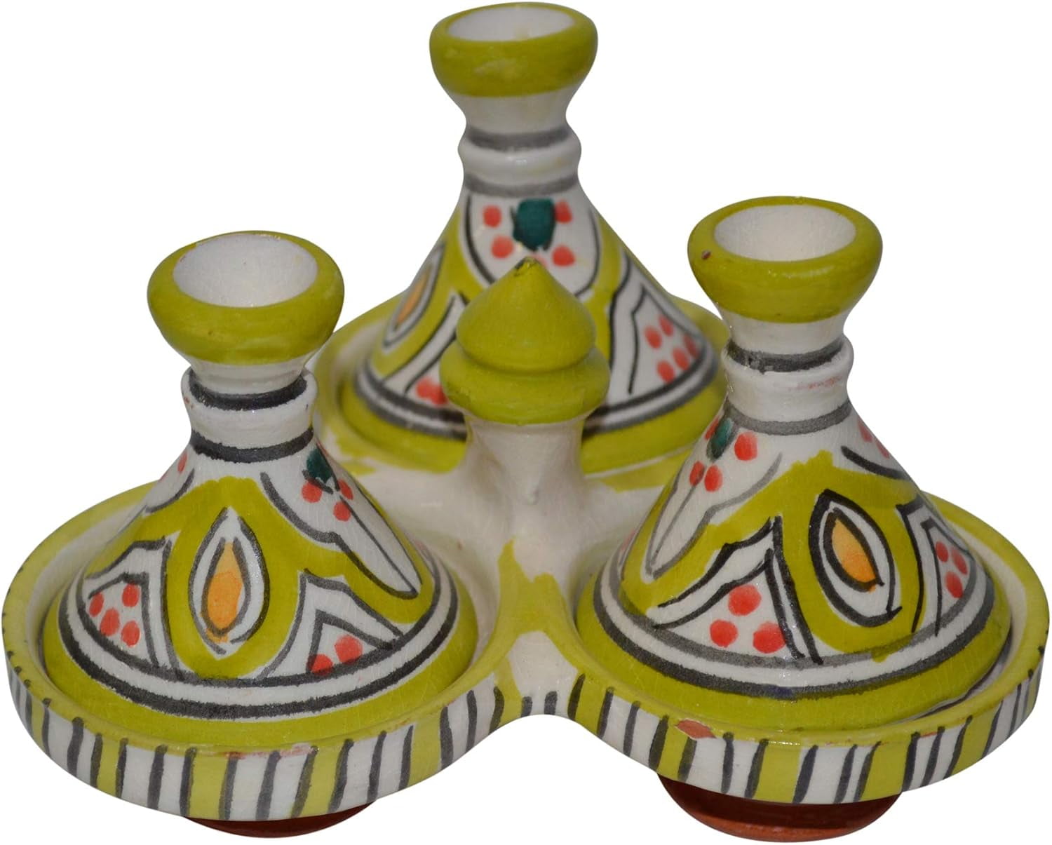 Handmade Salt & Pepper Pinch Triple Tagine Set Spice Holder With Lids ...