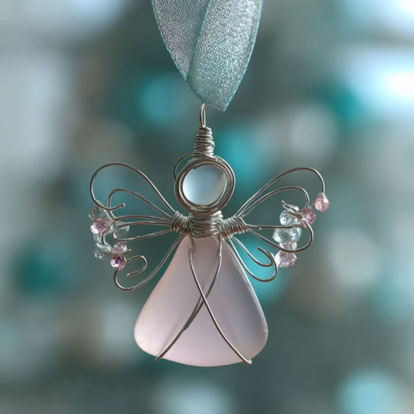 Handmade Sea Glass Angel Ornament, Charming Sea Glass Angel Christmas ...