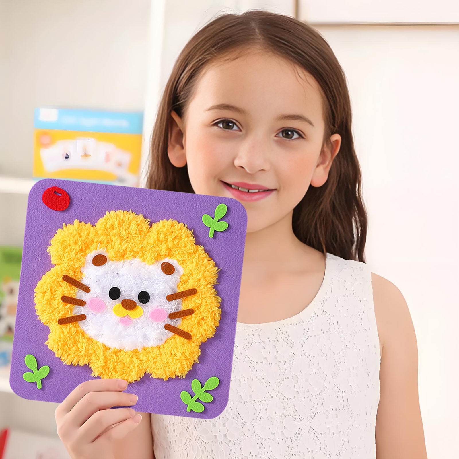 Handmade Sew Yarn Embroidery Kit for Beginners & Kids - 21x21cm DIY ...