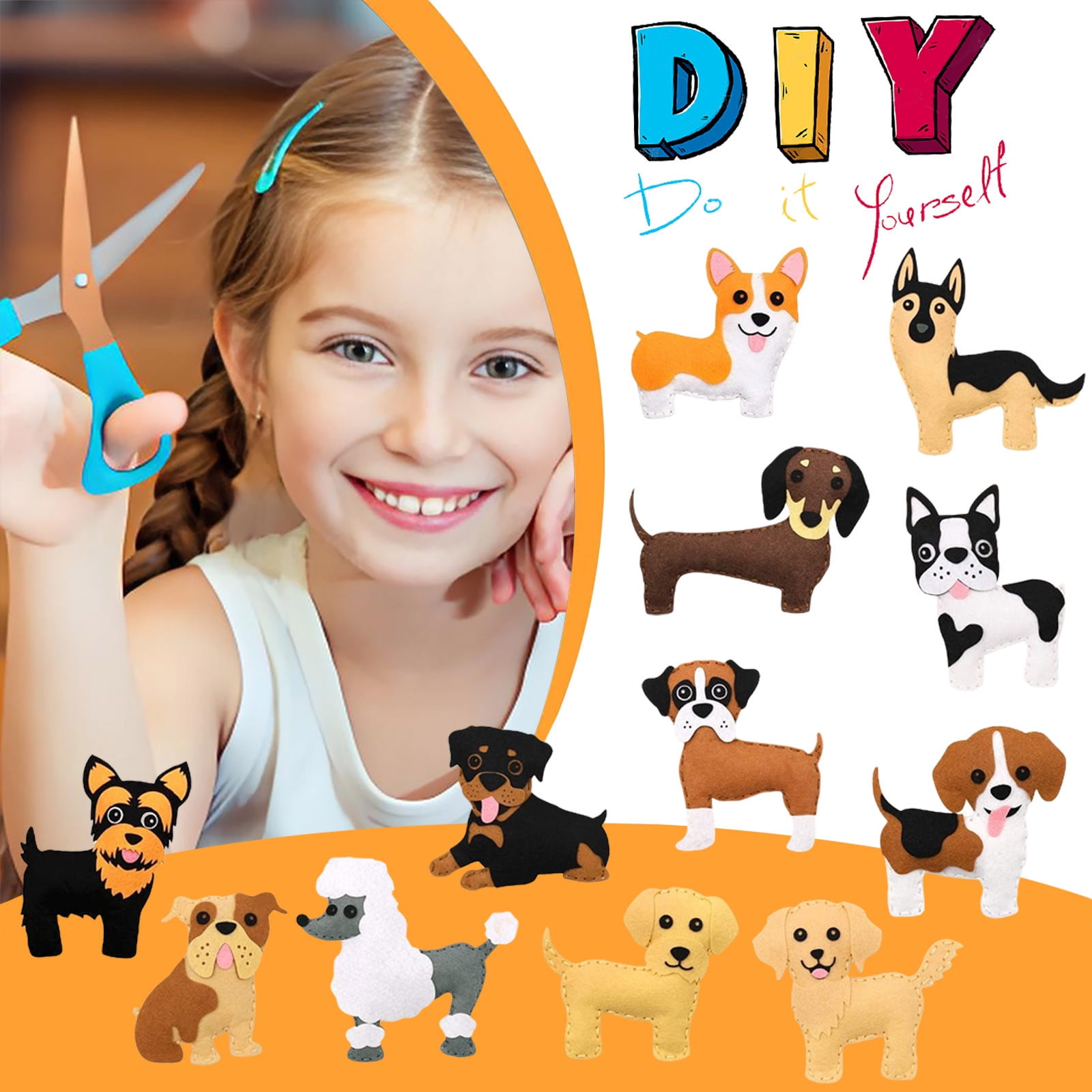 Handmade Sewing Toys Set for Kids - Felt Cloth Creatives Educational Craft Kit for Fine Motor ...