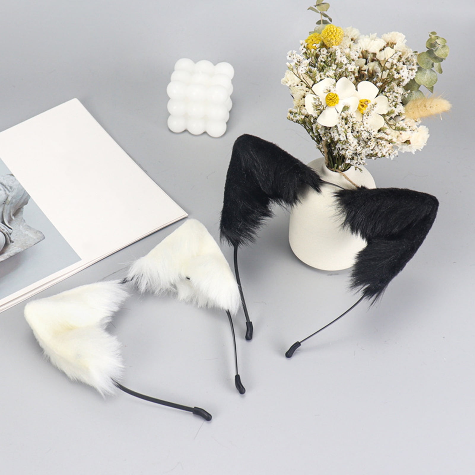 Handmade Simulation Fox Ears Hair Band Movable Cat Ears Hair Hoop Plush ...